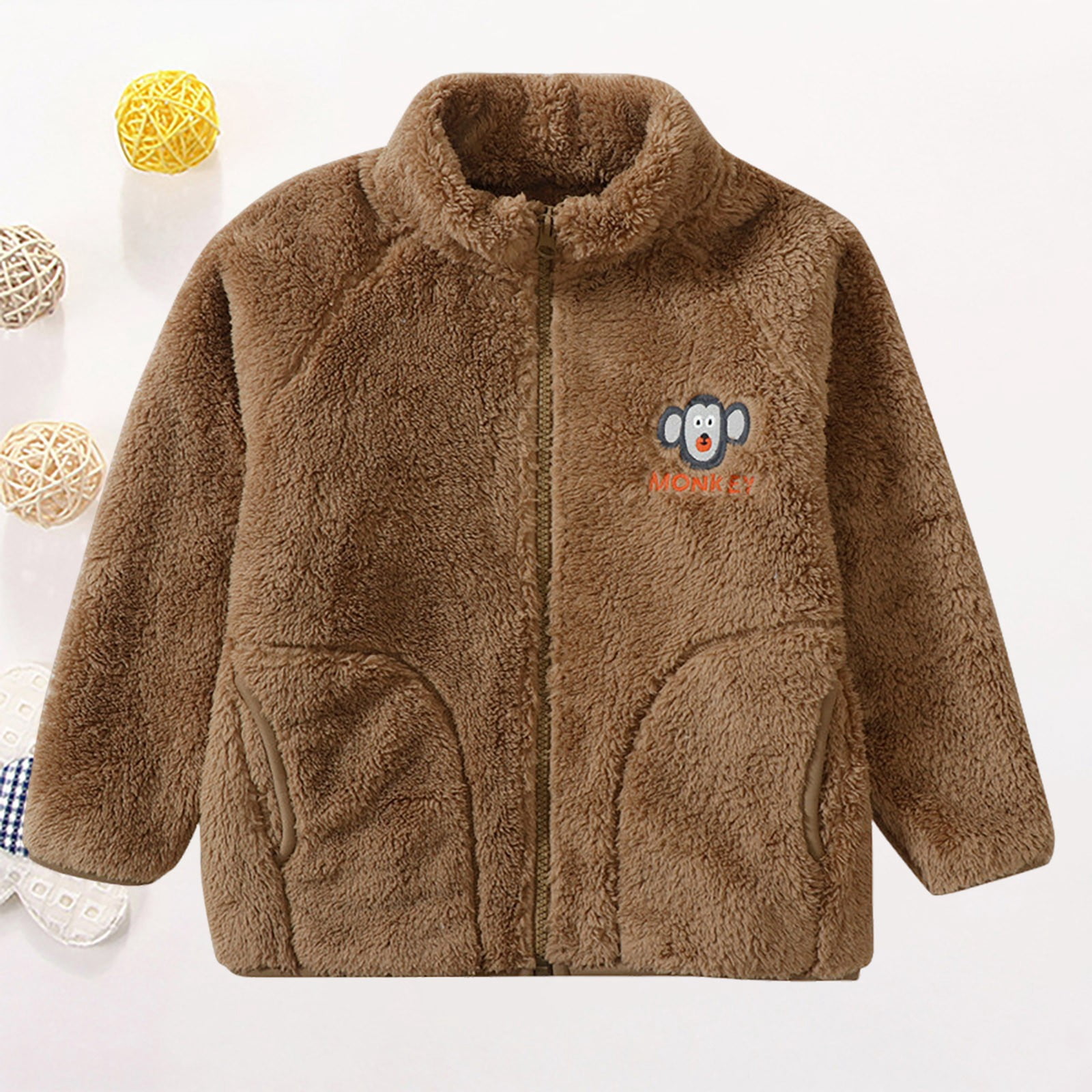 Fdrone Girls Fleece-Lined Jacket Zip Up Stand Collar Trendy Full Zipper ...