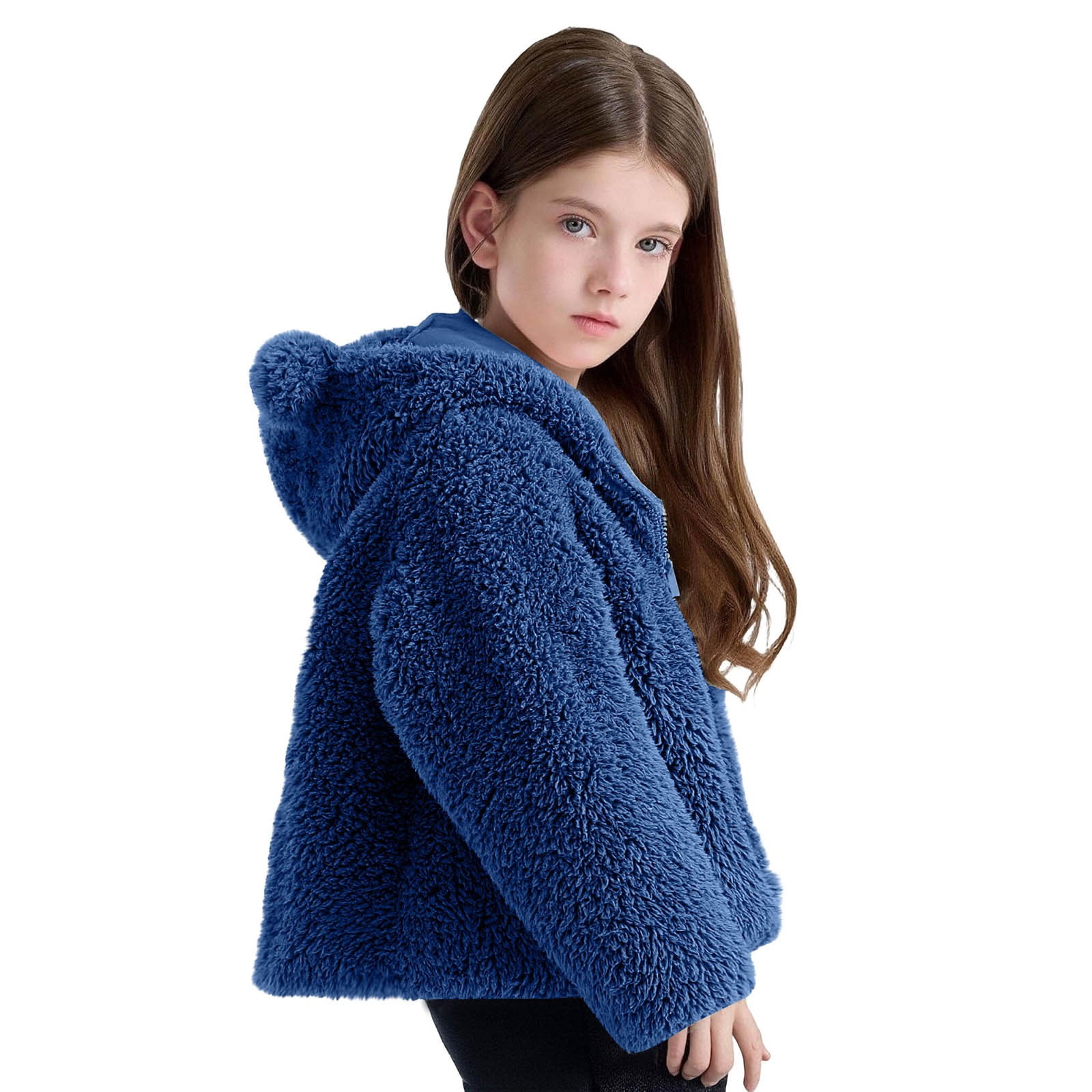 Fdrone Girls Fuzzy Fleece Jacket Cute Bear Hoodie Jacket Casual Full ...