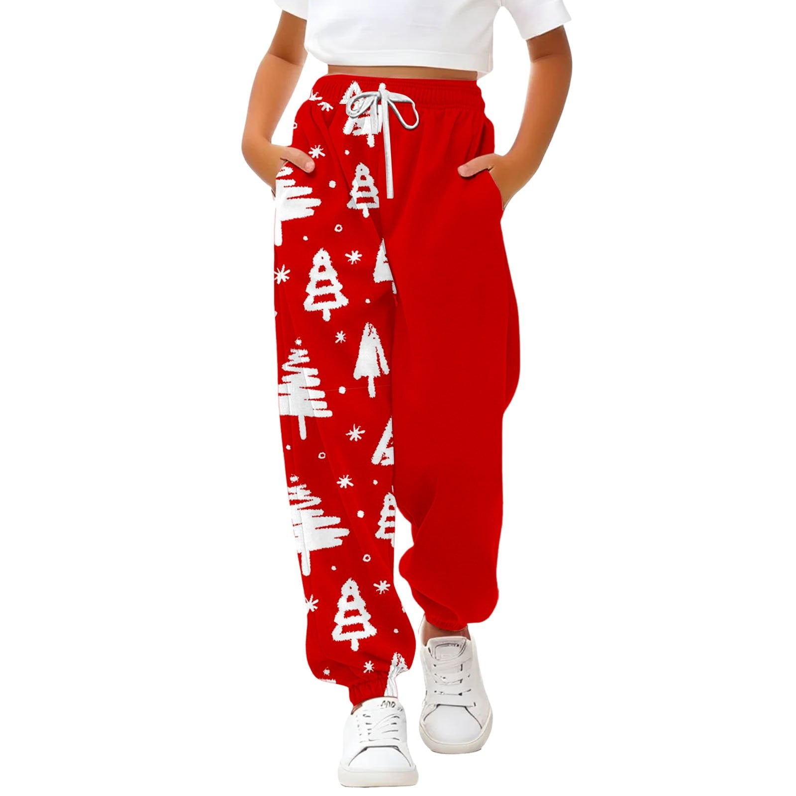 Fdrone Kid Girls Christmas Pants Baggy High Waisted Cinch Bottom ...