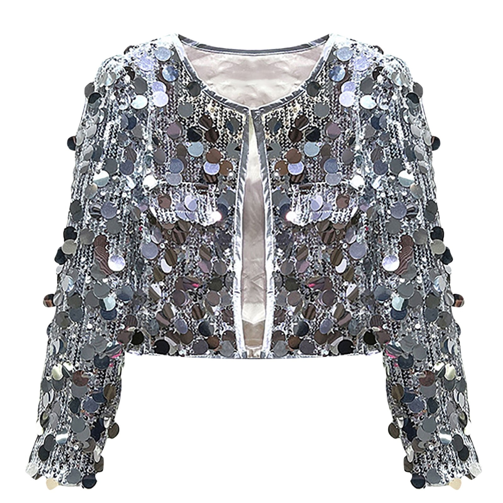 Fdrone Kid Girls Sequin Bolero Jacket Shrug Long Sleeve Dress Coats ...