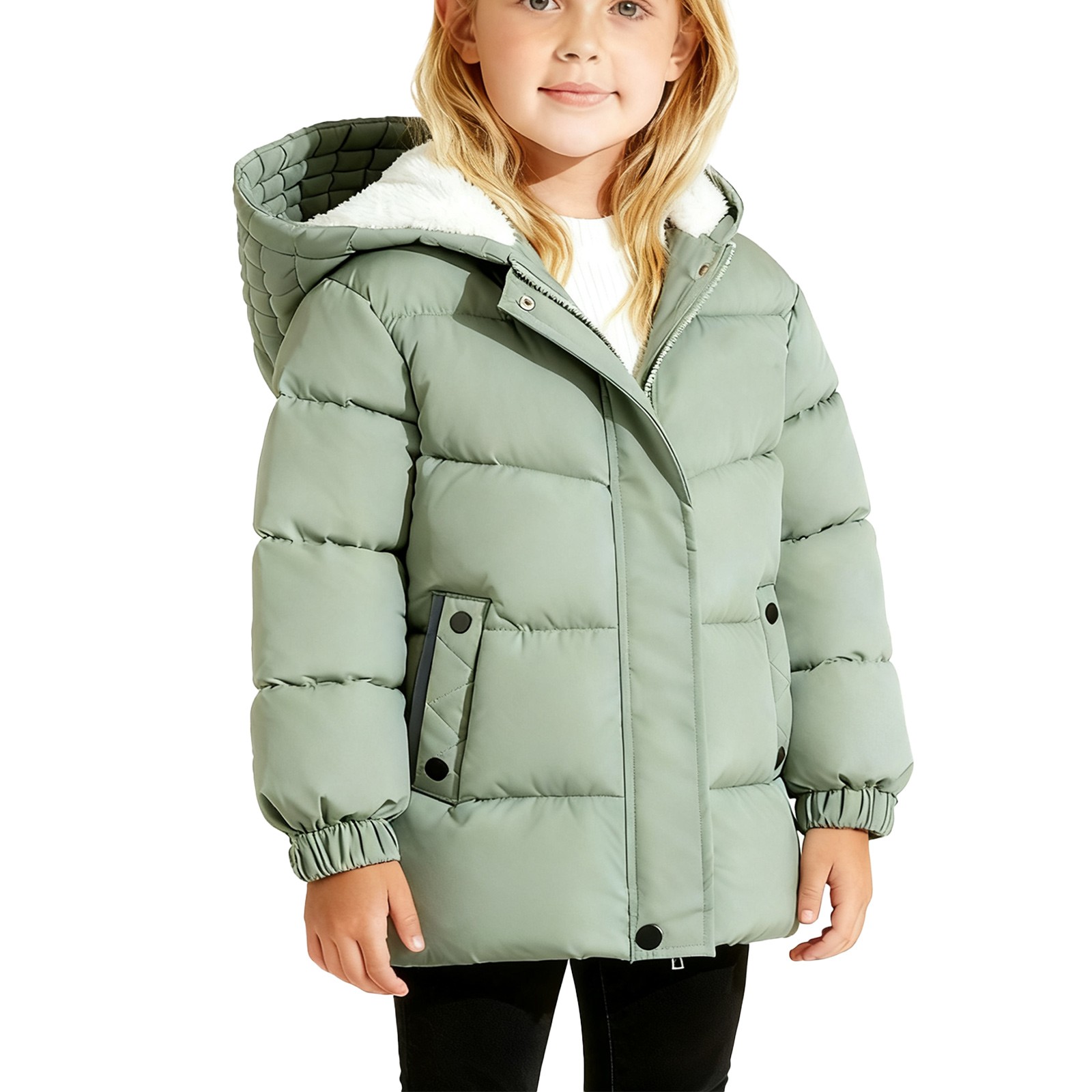 Fdrone Kids Long Hooded Puffer Coat Quilted Down Coat with Removable ...