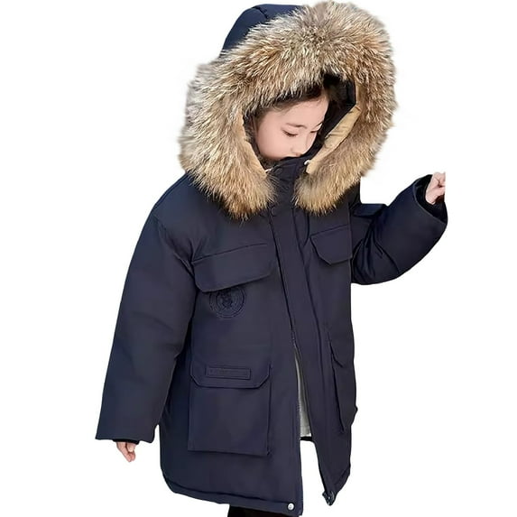 Fdrone Kids Sherpa Parka Coat Faux Fur Hood Teen Thicken Parka Jacket Water Resistant Warm ...