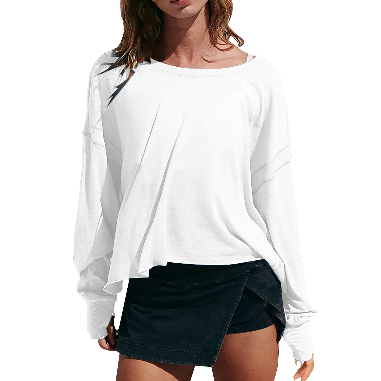 Fdrone Womens Open Back Workout Crop Top Backless Long Sleeve Athletic ...