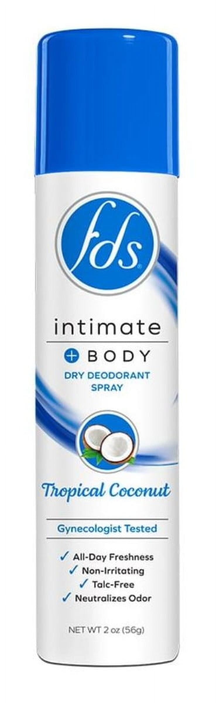 Fds Intimate + Body Dry Spray Deodorant Tropical Coconut 2oz - Walmart.com