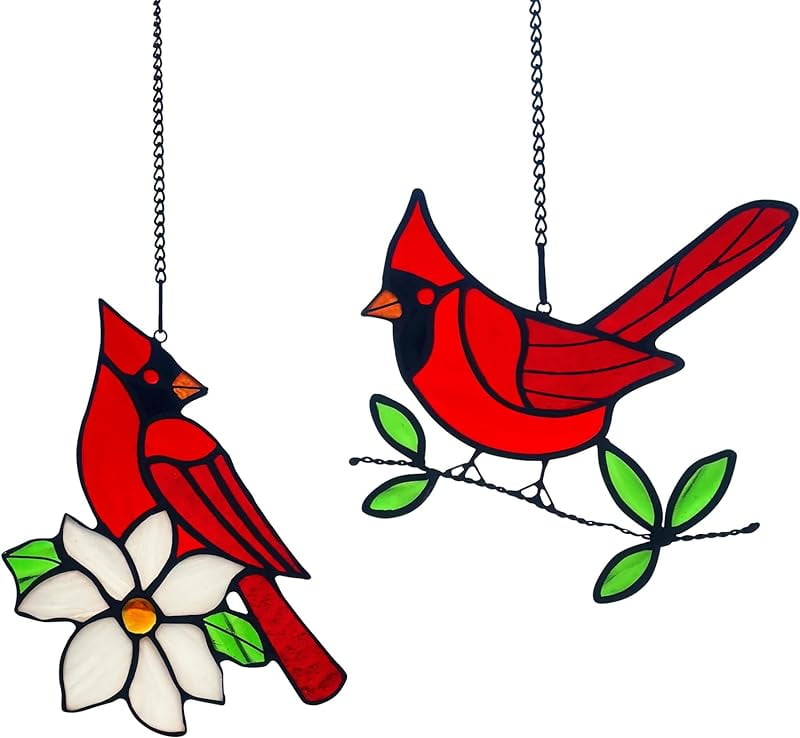 FeBohao 2 Packs Stained Glass Red Cardinal Memorial Gifts for Women ...