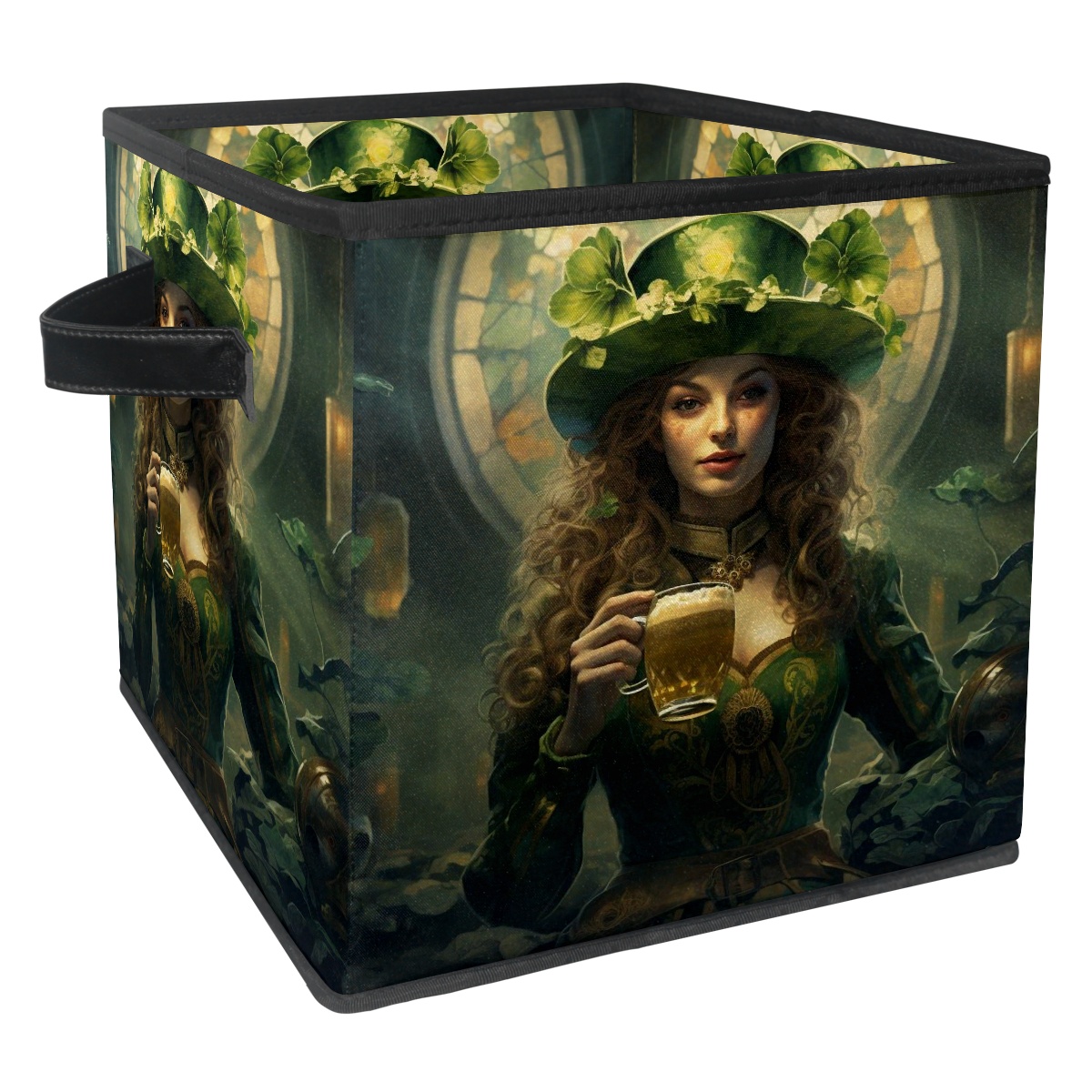 FeBohao Storage Bins Boxes Fabric Leather Handle Cube Foldable Clutter ...