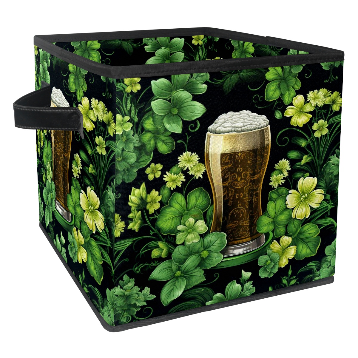 FeBohao Storage Bins Boxes Fabric Leather Handle Cube Foldable Clutter ...