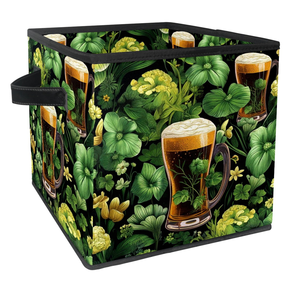 FeBohao Storage Bins Boxes Fabric Leather Handle Cube Foldable Toy ...