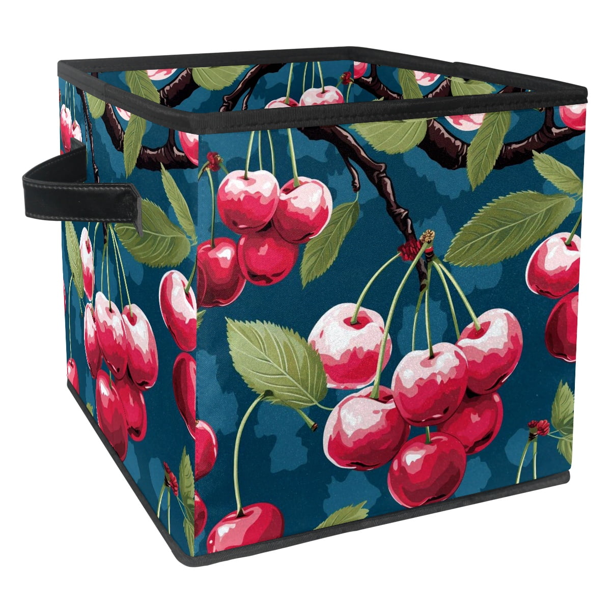 FeBohao Storage Bins Boxes Fabric Leather Handle Medium Collapsible ...