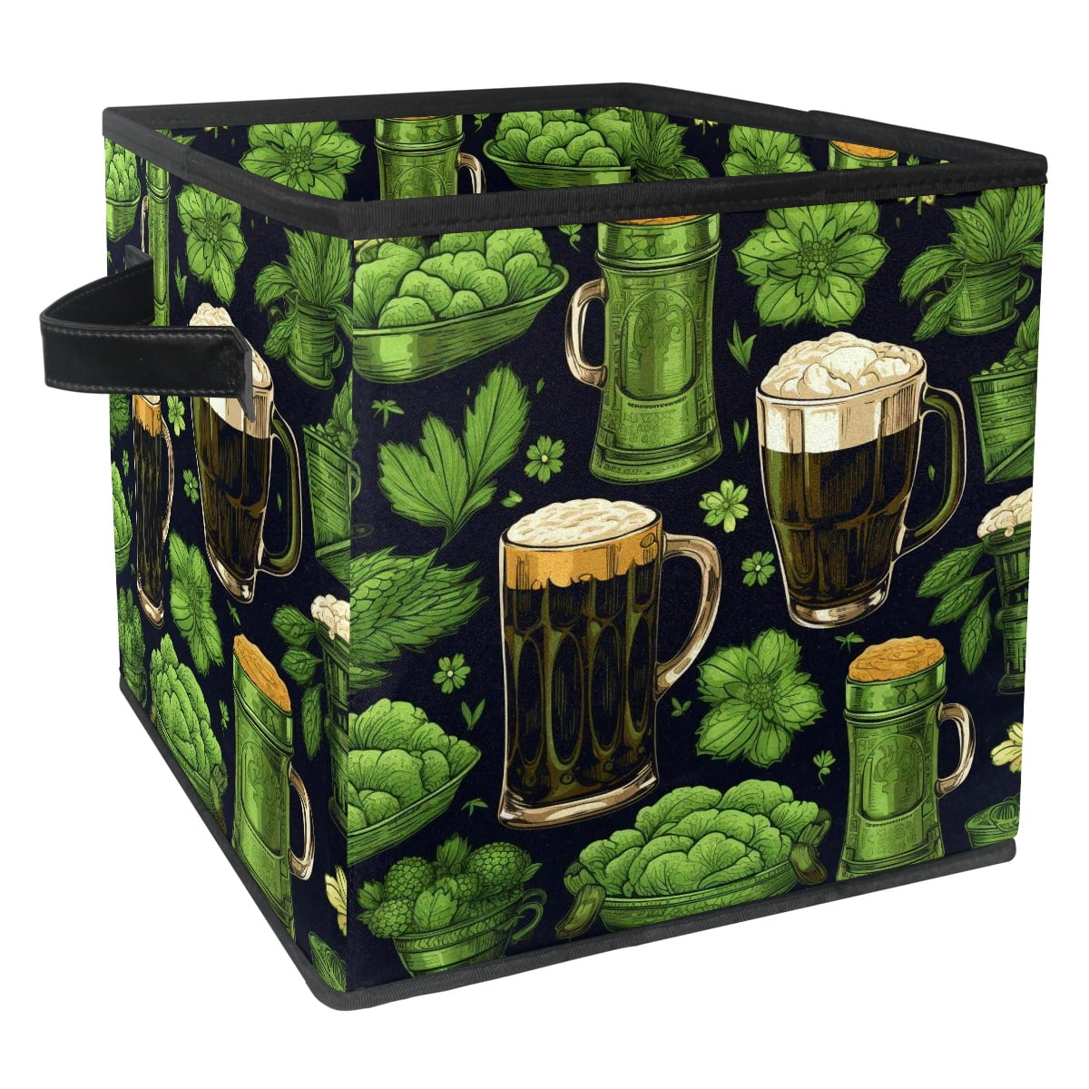 FeBohao Storage Bins Boxes Fabric Leather Handle Medium Collapsible Toy ...