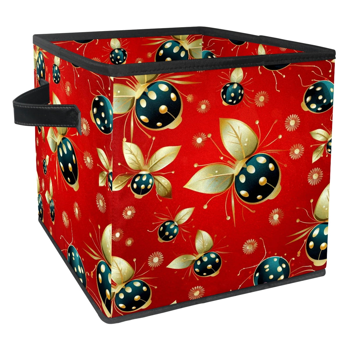 FeBohao Storage Bins Boxes Fabric Leather Handle Square Collapsible ...