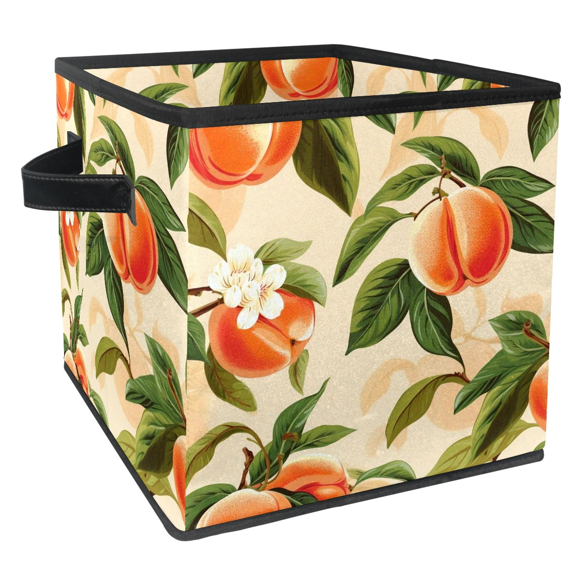 FeBohao Storage Bins Boxes Fabric Leather Handle Square Collapsible ...