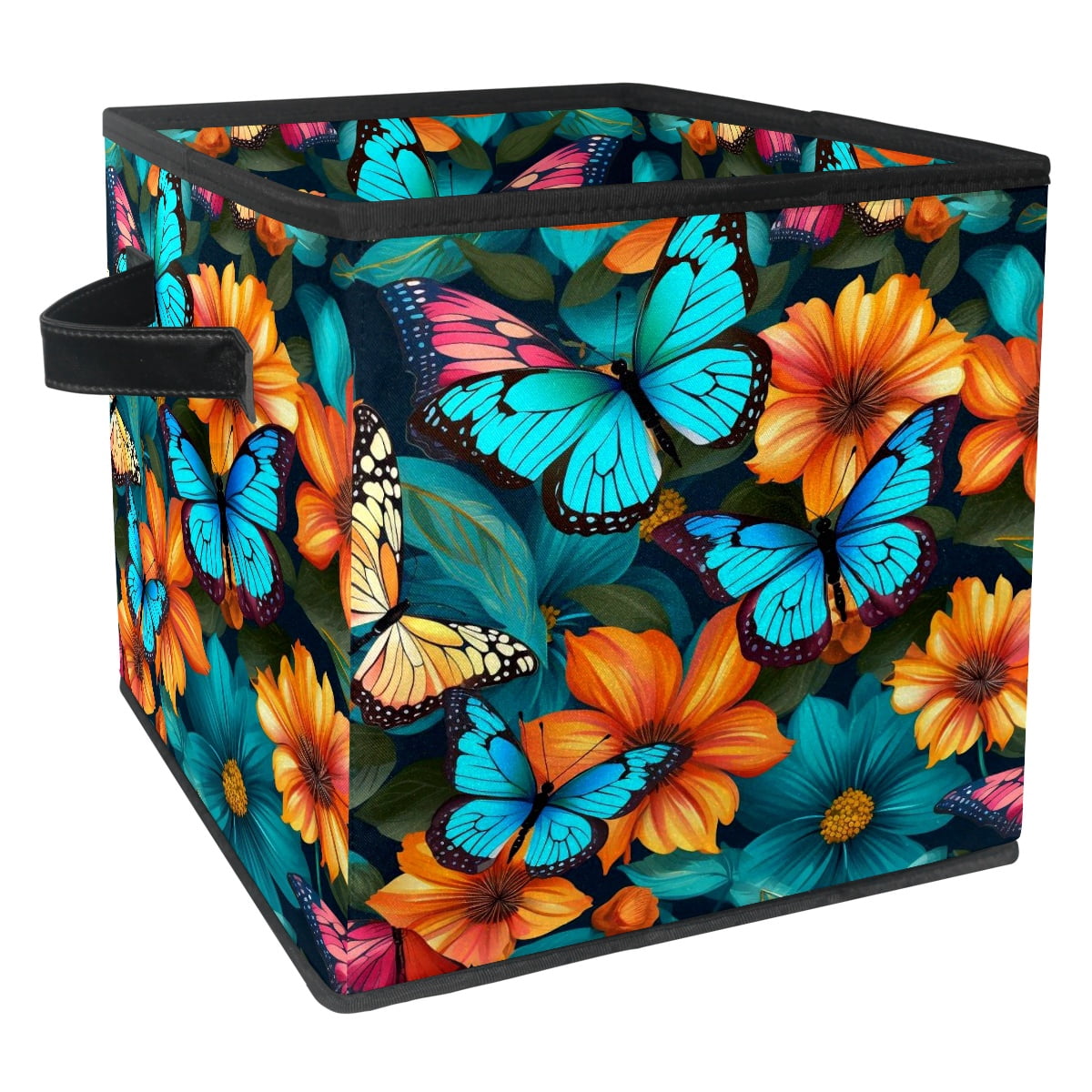 FeBohao Storage Bins Boxes Oxford Leather Handle Square Foldable Sock ...