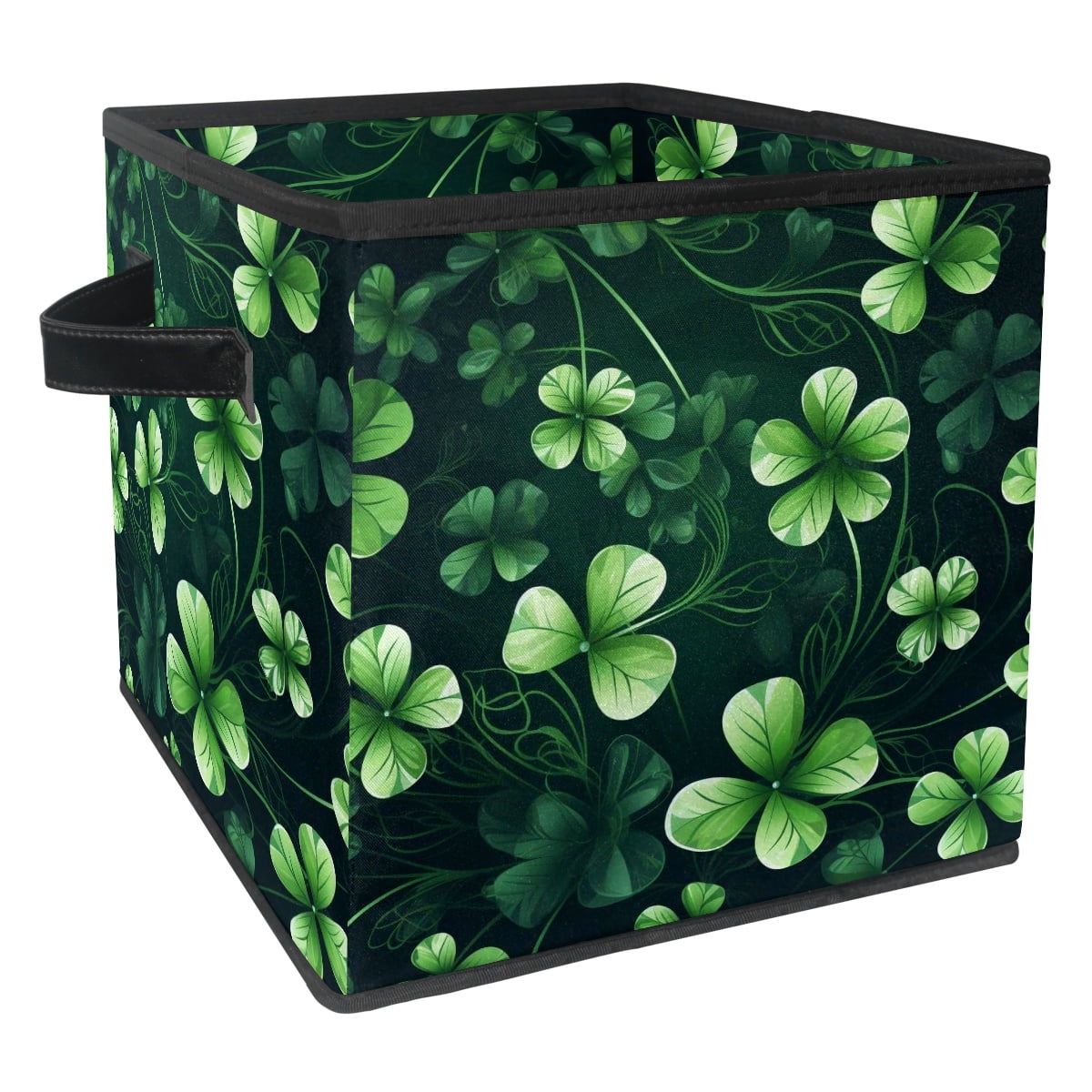 FeBohao Storage Boxes Bins Fabric Leather Handle Cube Collapsible ...