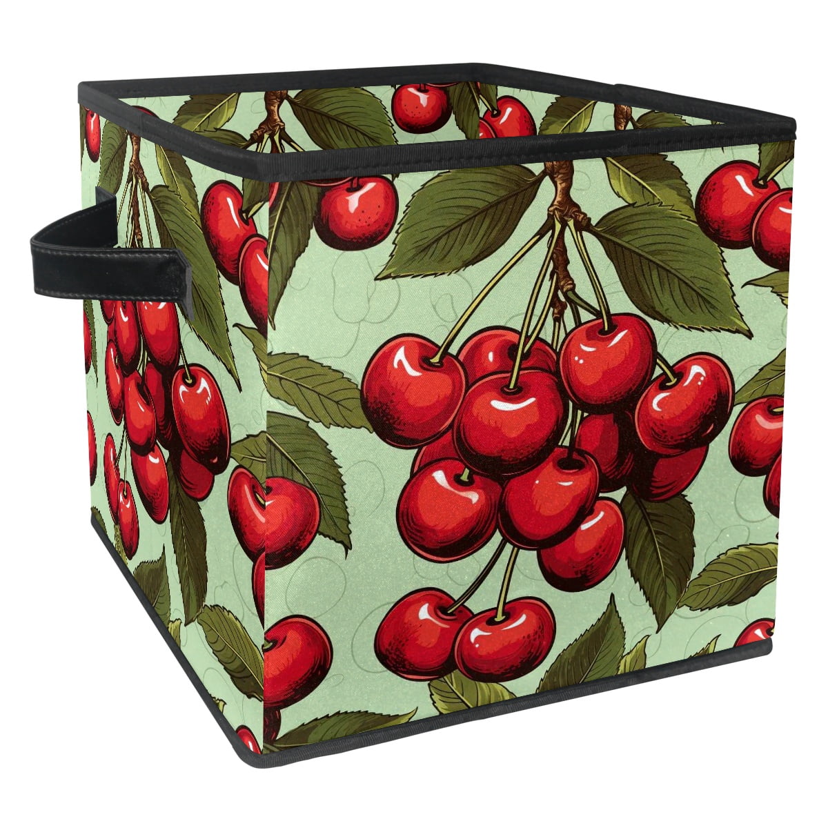 FeBohao Storage Boxes Bins Fabric Leather Handle Cube Collapsible Sock ...