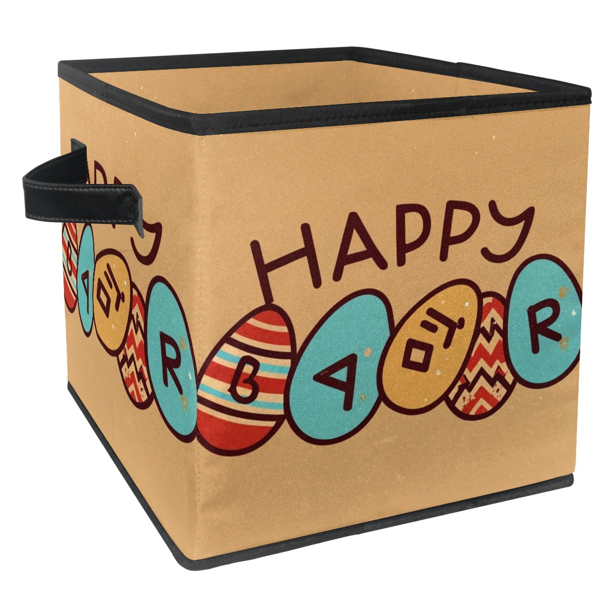 FeBohao Storage Boxes Bins Fabric Leather Handle Cube Collapsible Toy ...