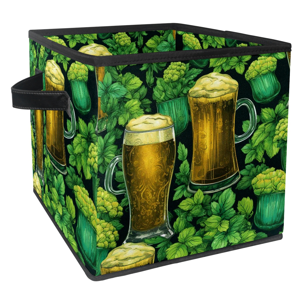 FeBohao Storage Boxes Bins Fabric Leather Handle Cube Collapsible Toy ...