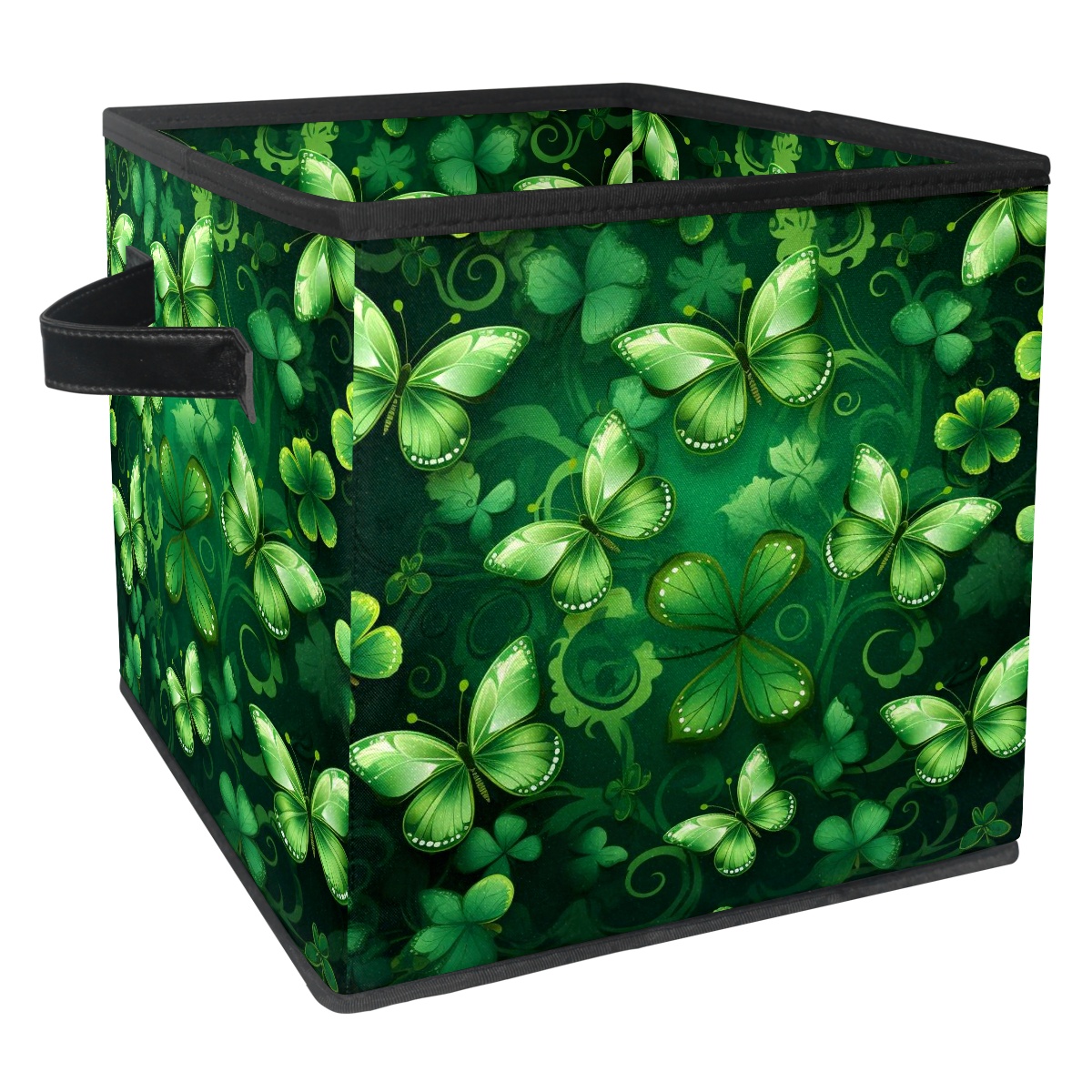 FeBohao Storage Boxes Bins Fabric Leather Handle Cube Foldable Clutter ...