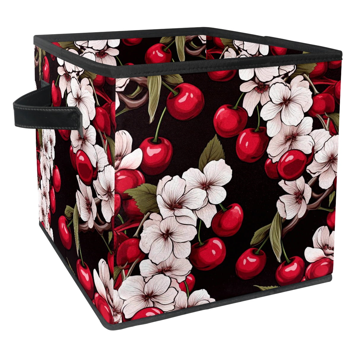 FeBohao Storage Boxes Bins Fabric Leather Handle Square Collapsible ...