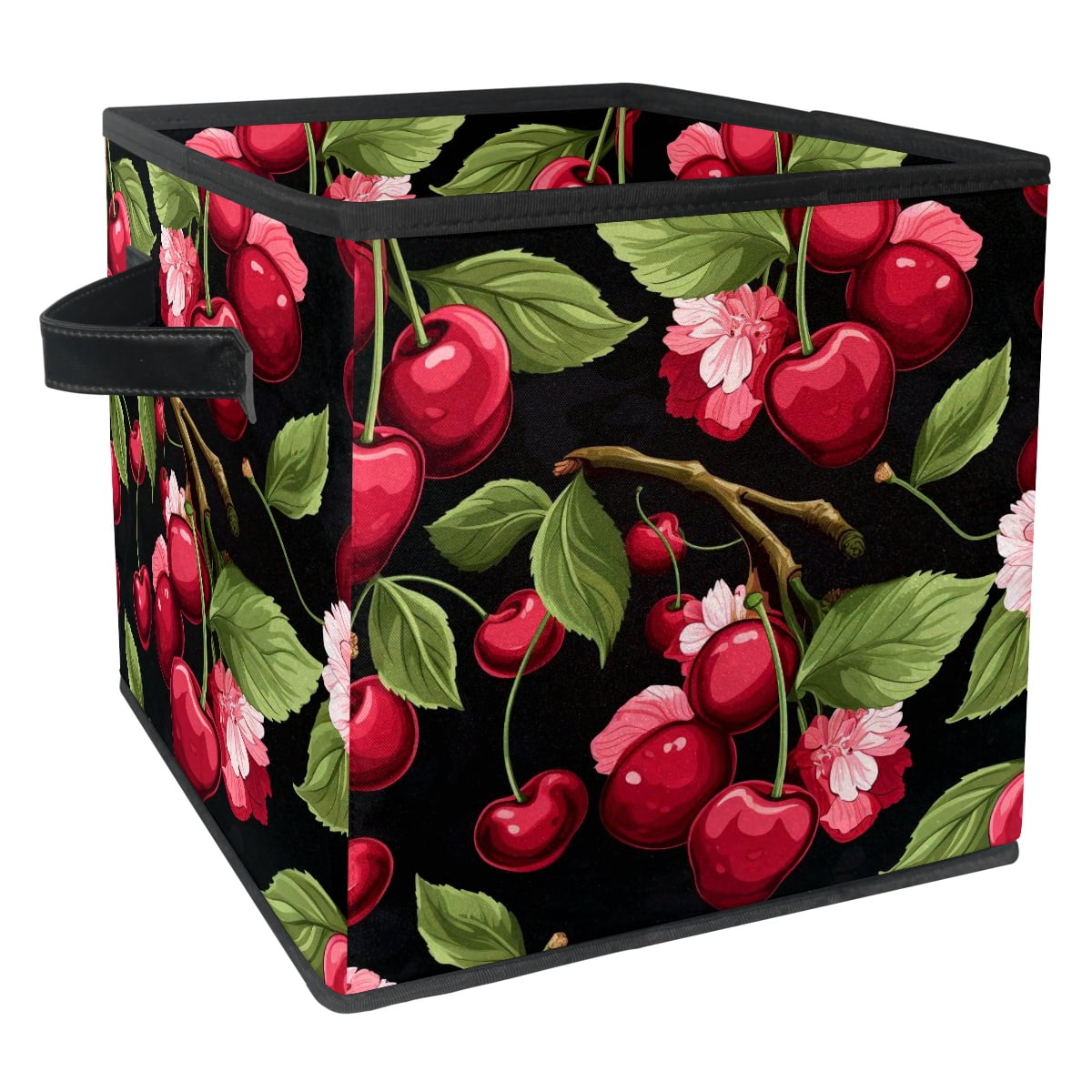 FeBohao Storage Boxes Bins Fabric Leather Handle Square Collapsible ...