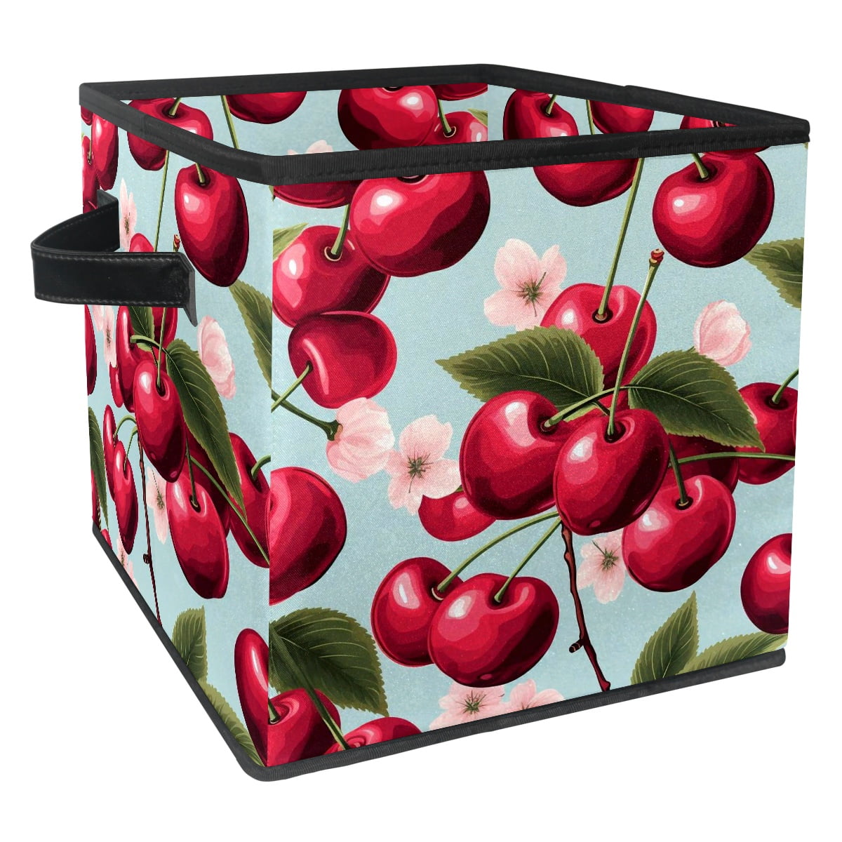 FeBohao Storage Boxes Bins Fabric Leather Handle Square Foldable Book ...