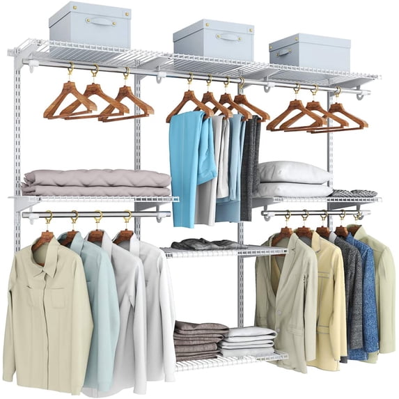 FeGemax 4 to 6 FT Custom Closet System, Wall Mounted With Hanging Rod ...