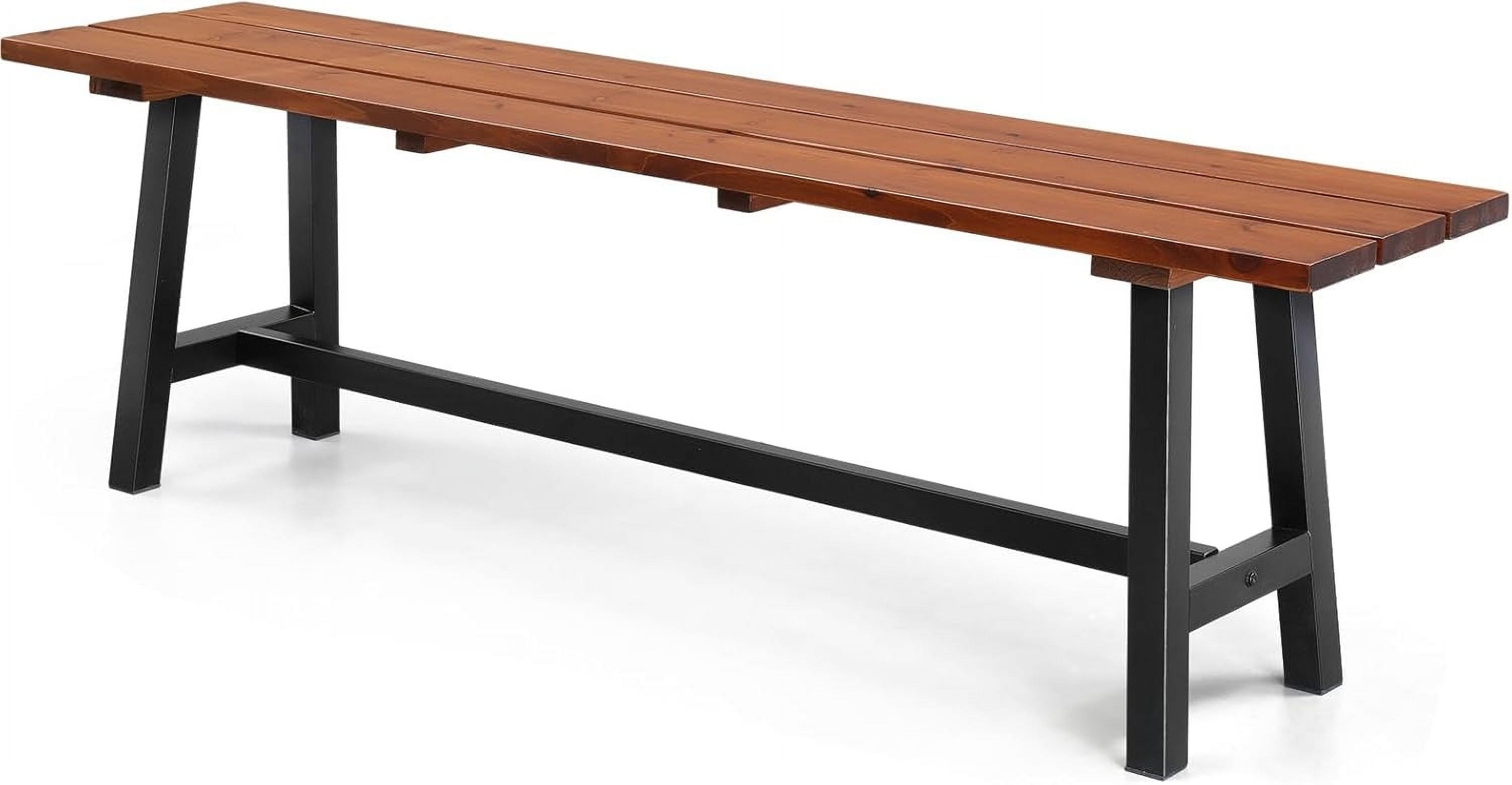 FeGemax Outdoor Wooden Bench, 45” 2-Person Backless Dining Bench ...