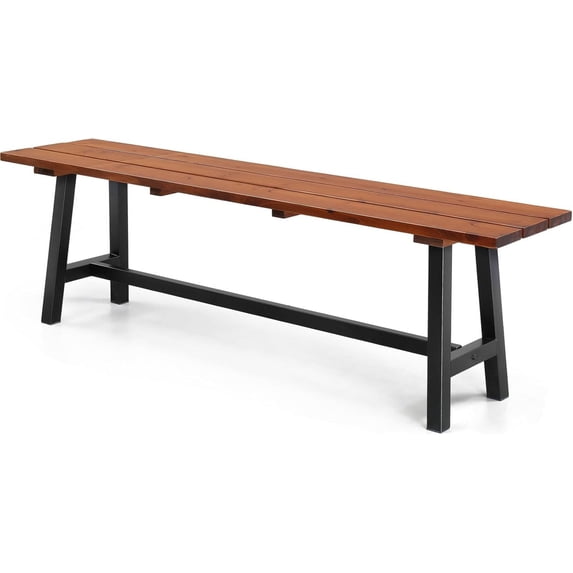 FeGemax Outdoor Wooden Bench, 45” 2-Person Backless Dining Bench ...