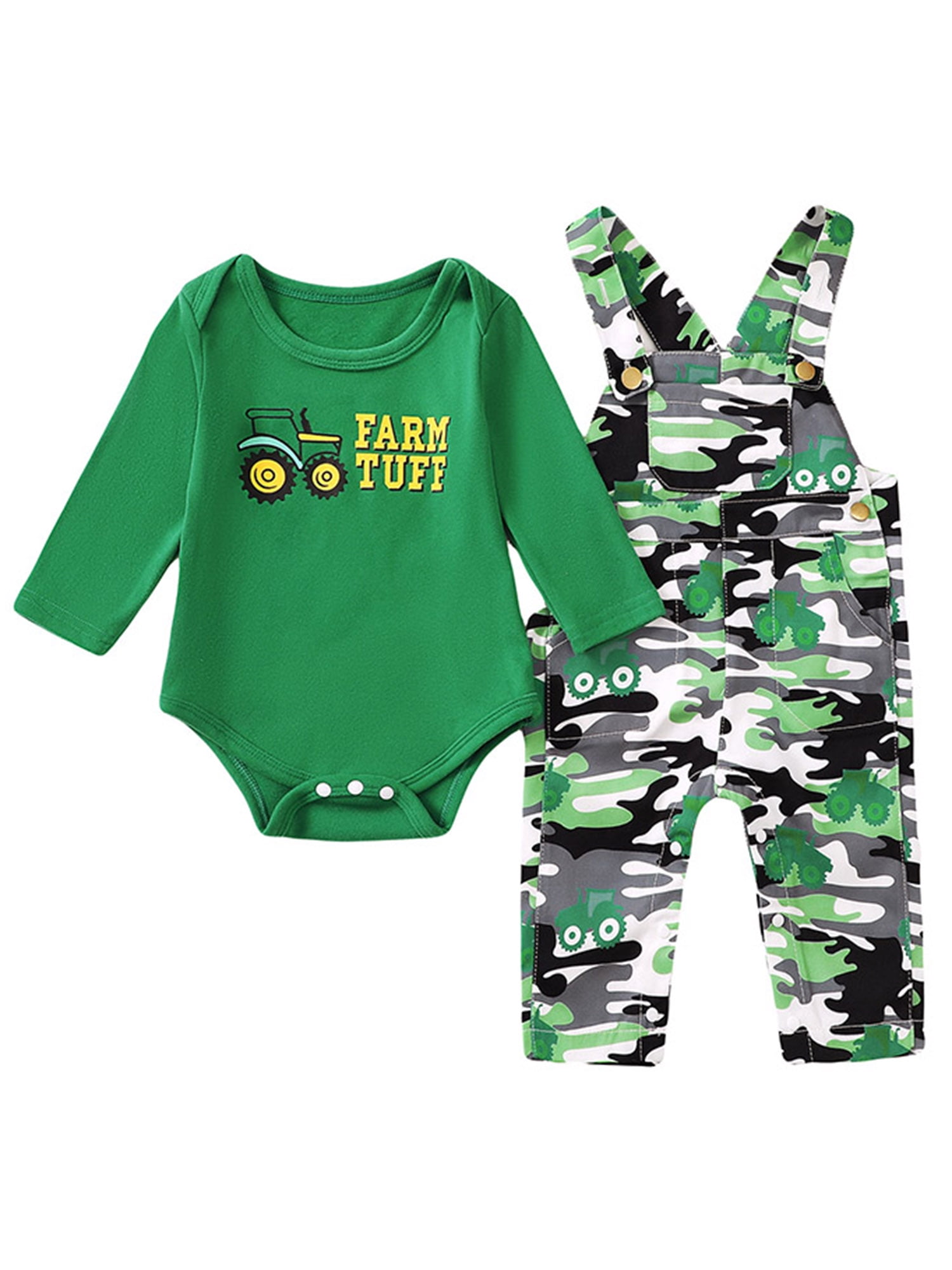 FeMereina Baby Fall Outfit, Tractor Long Sleeve Romper Camouflage Overalls - Walmart.com