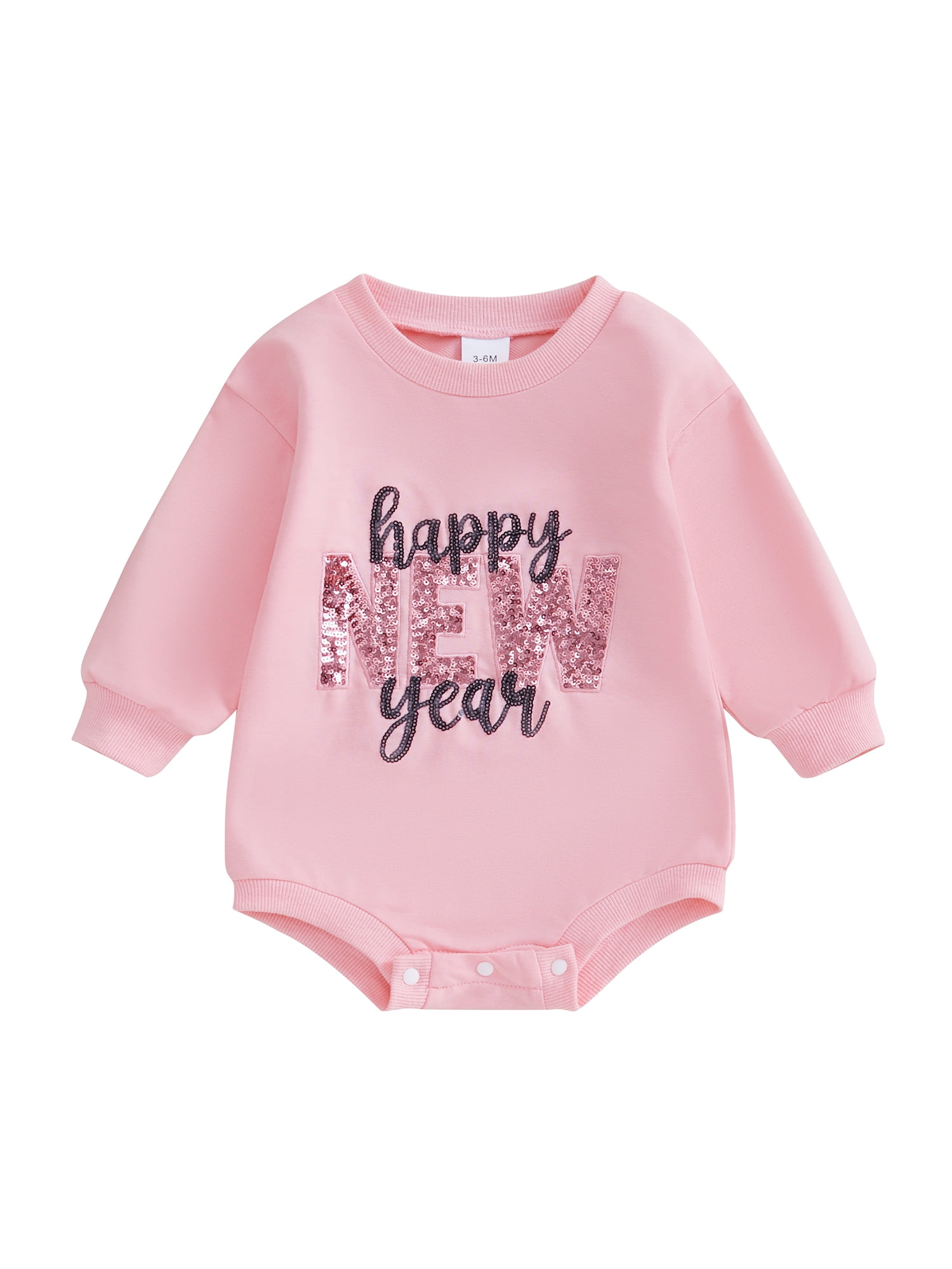 FeMereina Baby Girl New Year Romper Sequin Letter Long Sleeve Bubble Jumpsuit - Walmart.com