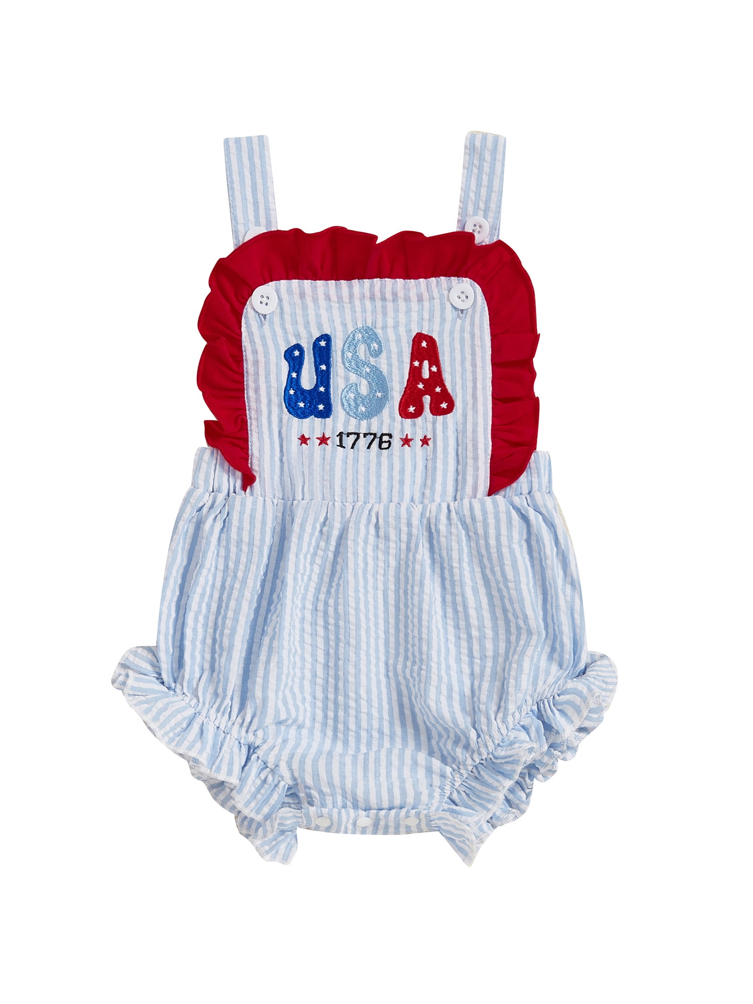 FeMereina Baby Girl Overalls, Sleeveless Striped Embroidery Letters Romper - Walmart.com