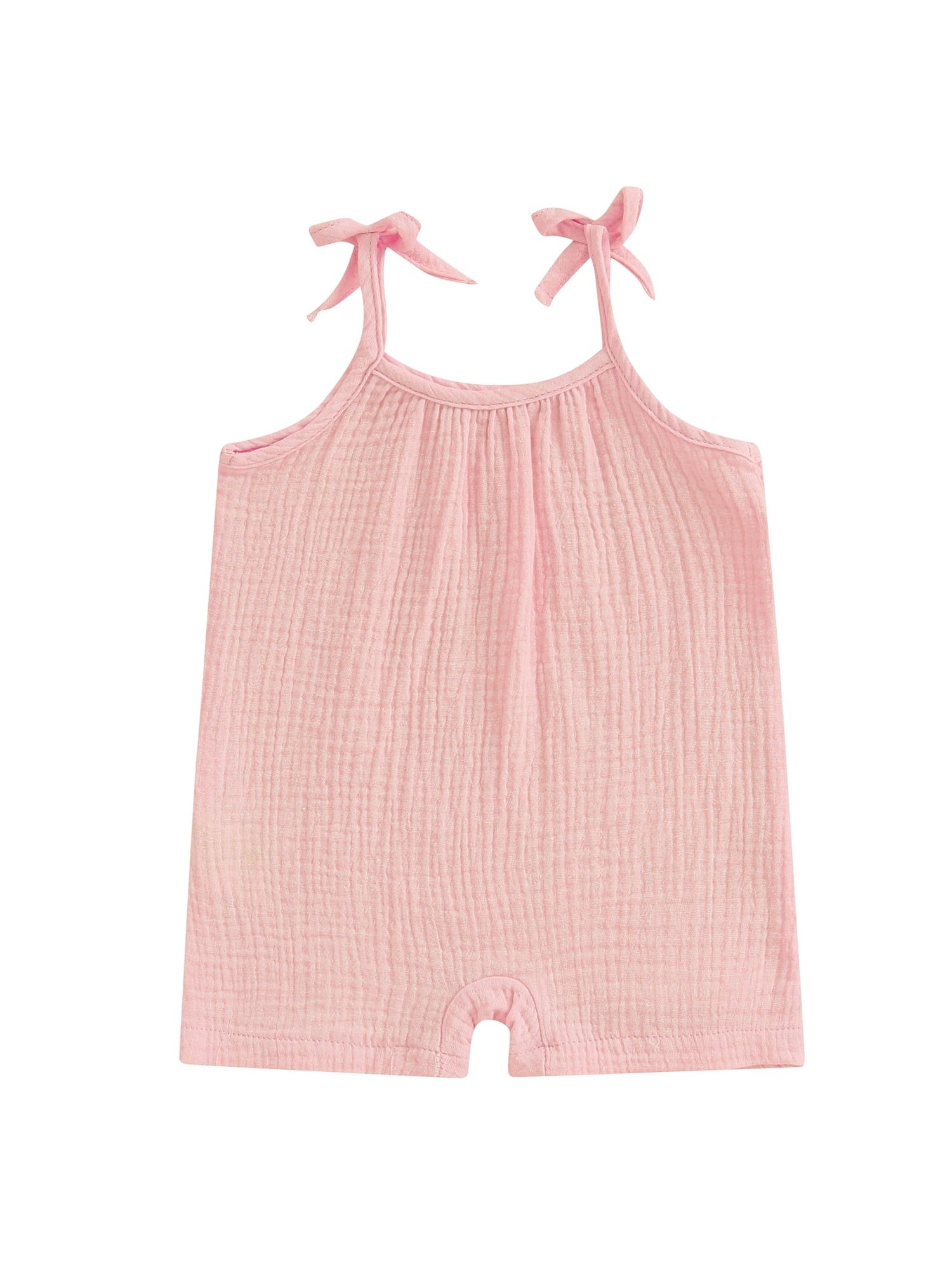 FeMereina Baby Girl Summer Tie Up Shoulder Romper Sleeveless Solid ...
