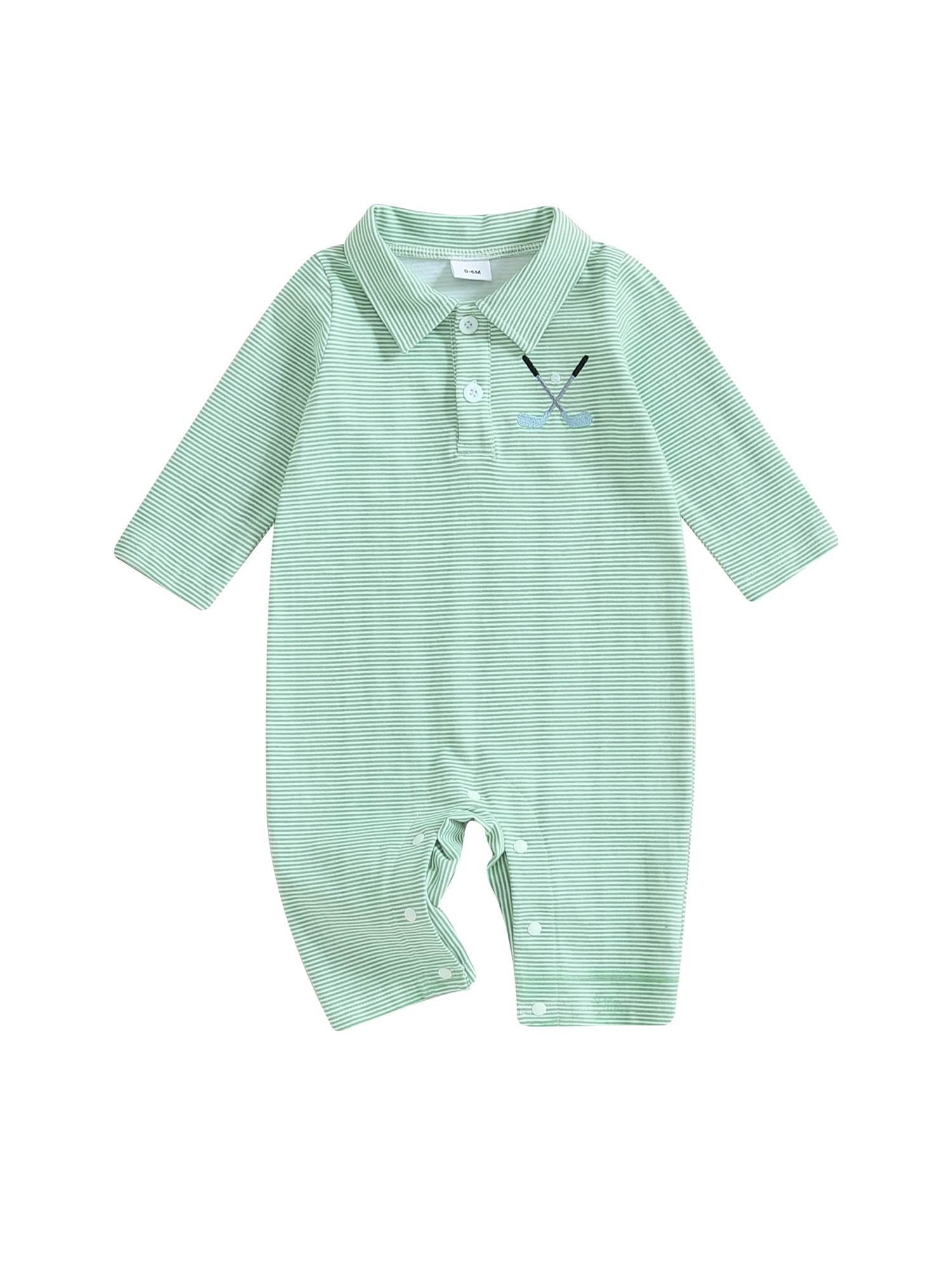 FeMereina Baby Girls Boys Striped Romper Long Sleeve Golf Embroidery Casual Jumpsuit Fall ...