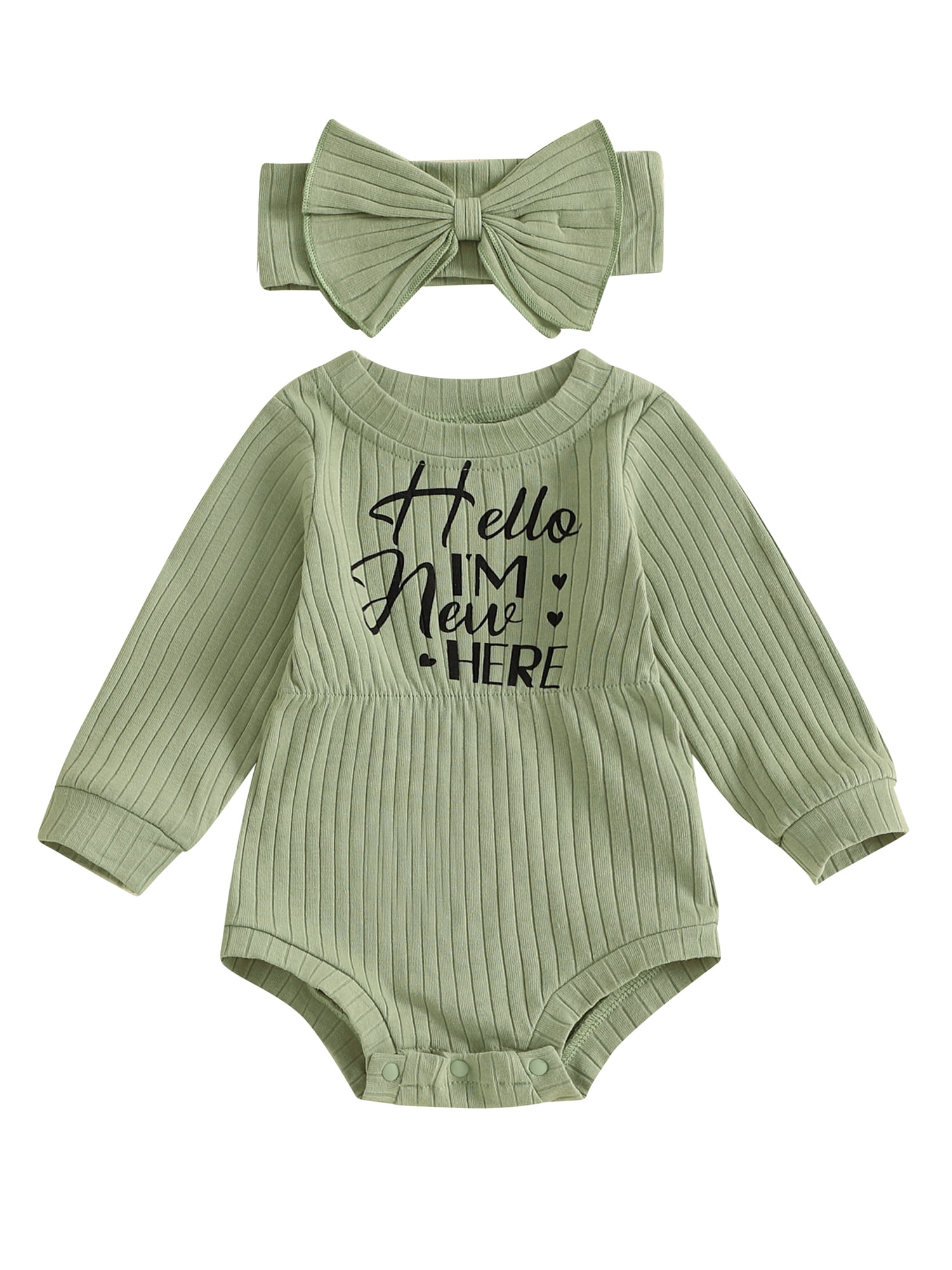 FeMereina Baby Girls Fall Romper Letter Print Long Sleeve Jumpsuits Headband - Walmart.com