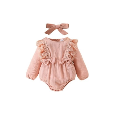 Younger Tree Toddler Outfits: Baby Girl Ruffle Sweater Romper with Headband, Long Sleeve ...