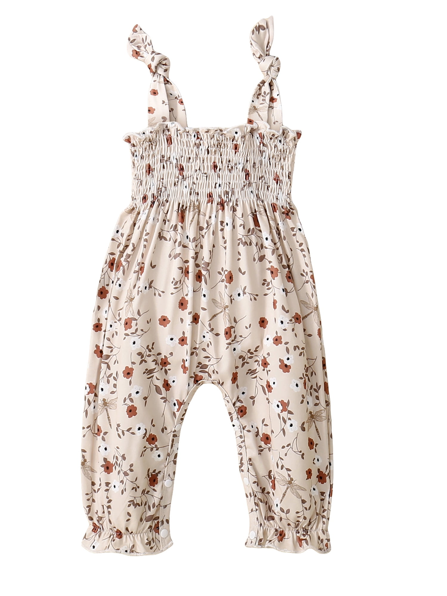 FeMereina Baby Girls Rompers Jumpsuit Tie-Up Straps Halter Floral Print ...