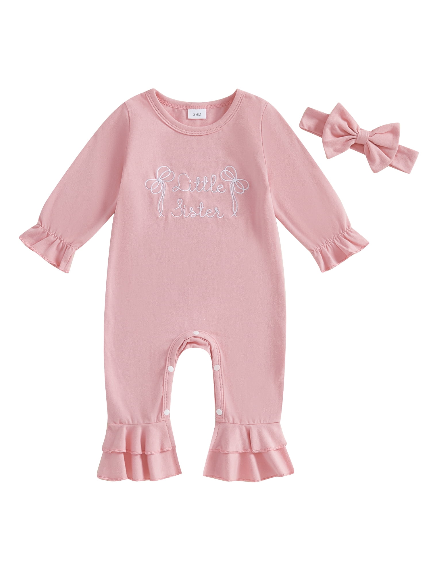 FeMereina Baby Girls Rompers Letter Embroidered Bodysuits with Headband - Walmart.com