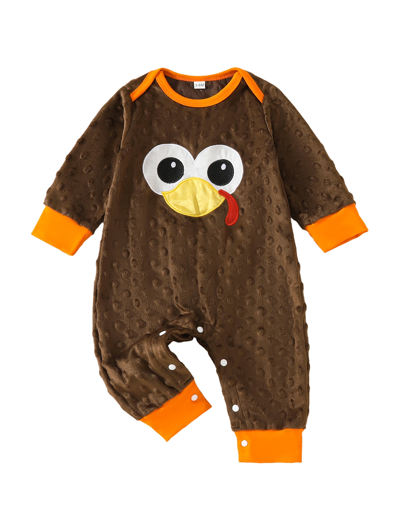 FeMereina Baby Thanksgiving Velvet Romper Turkey Embroidery Long Sleeve ...