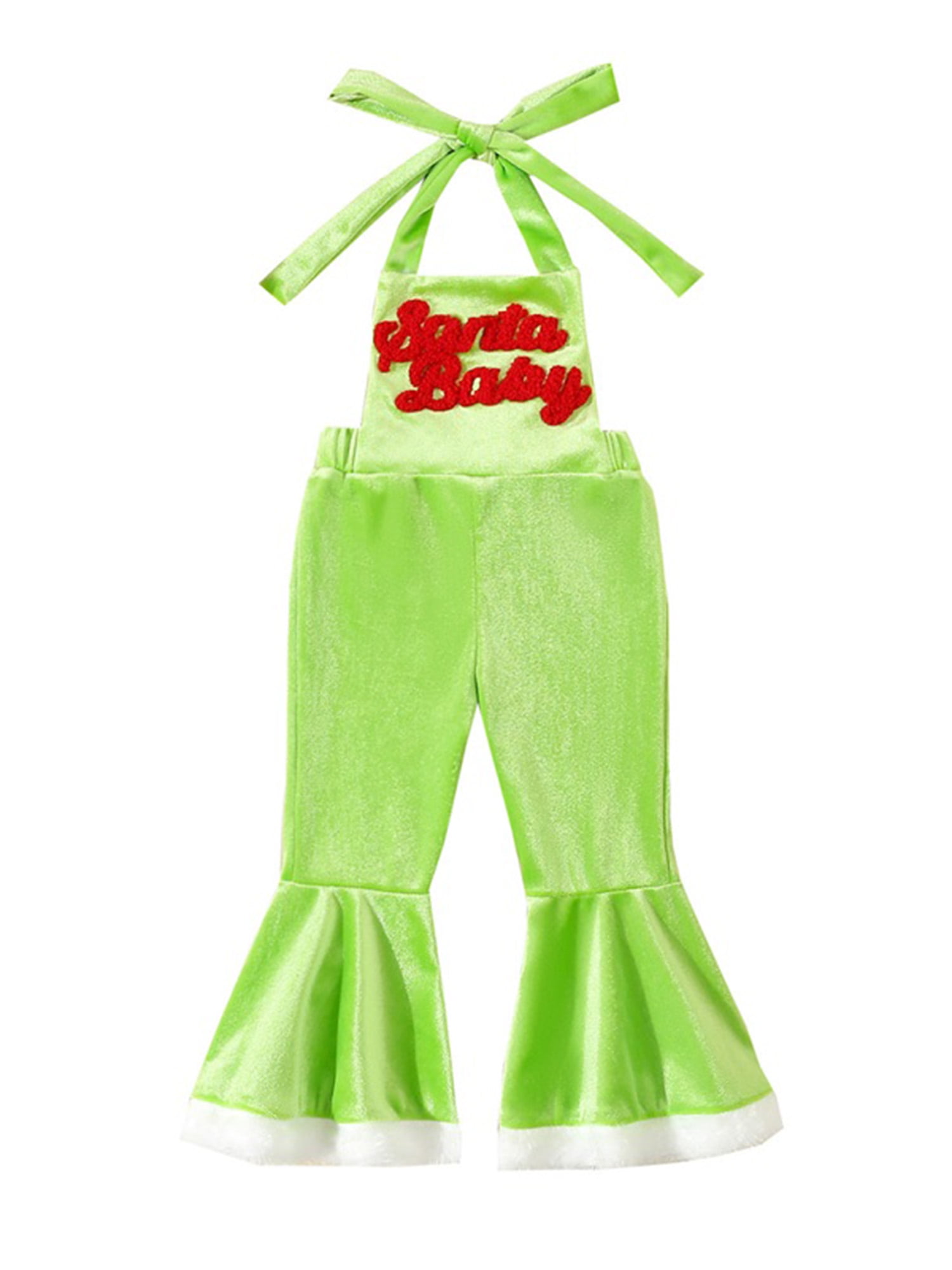 FeMereina Girls Christmas Overalls Letter Velvet Halter Neck Terry ...