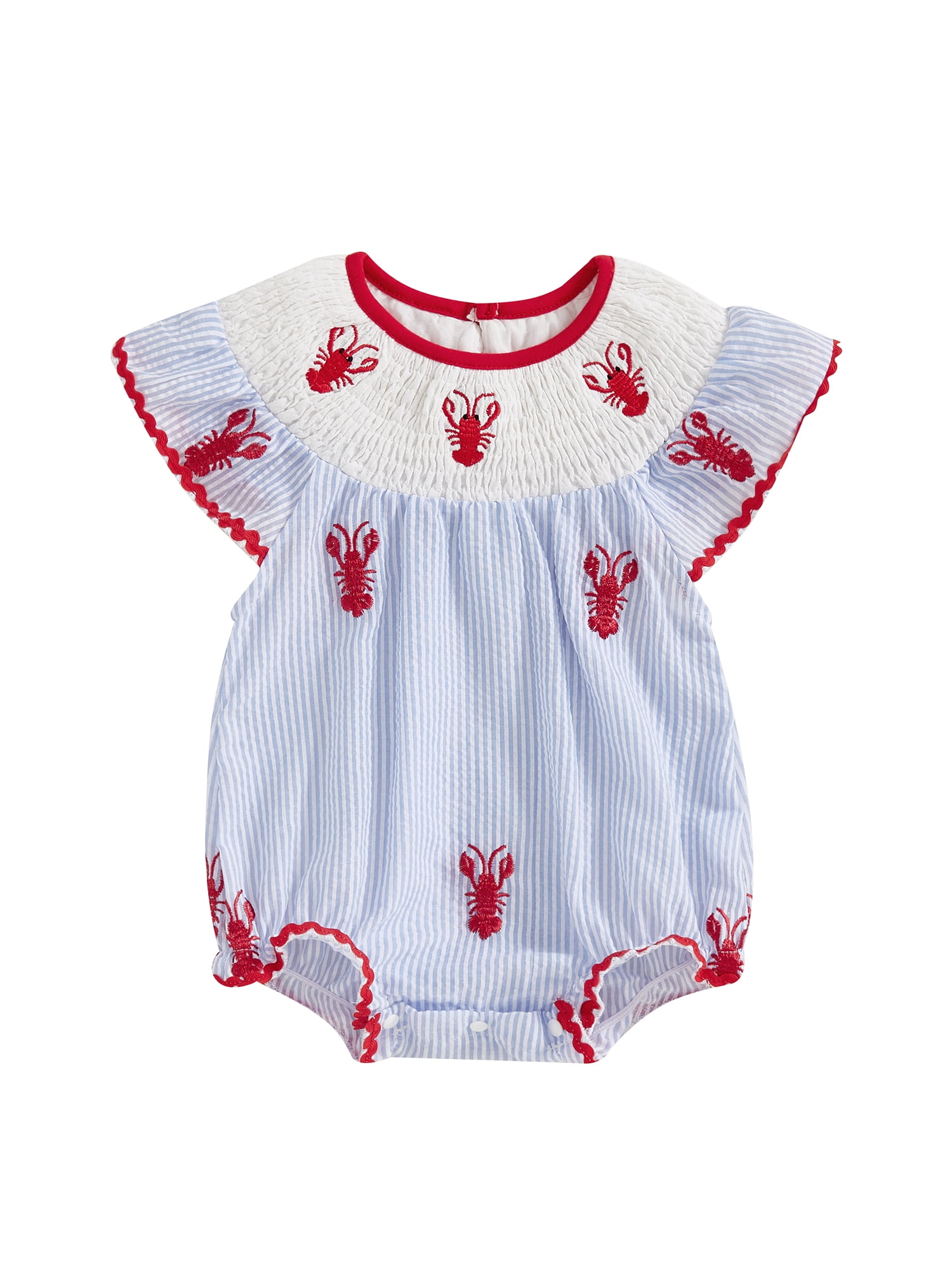 FeMereina Newborn Baby Girl Crawfish Smocked Bubble Romper Lobster ...