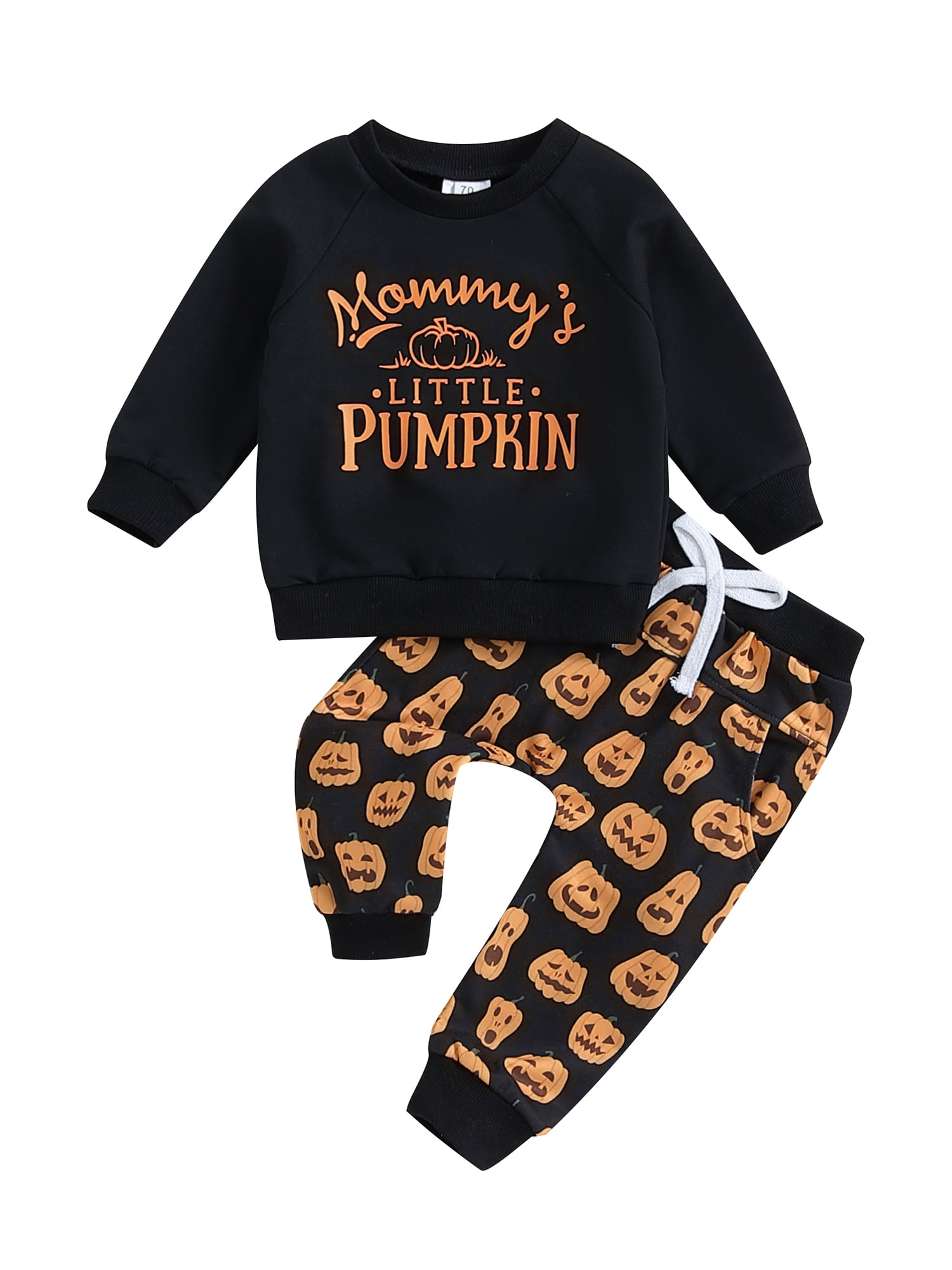 FeMereina Toddler Boys Halloween Outfits Pumpkin Letter Print Long Sleeve Sweatshirt Tops Pocket ...