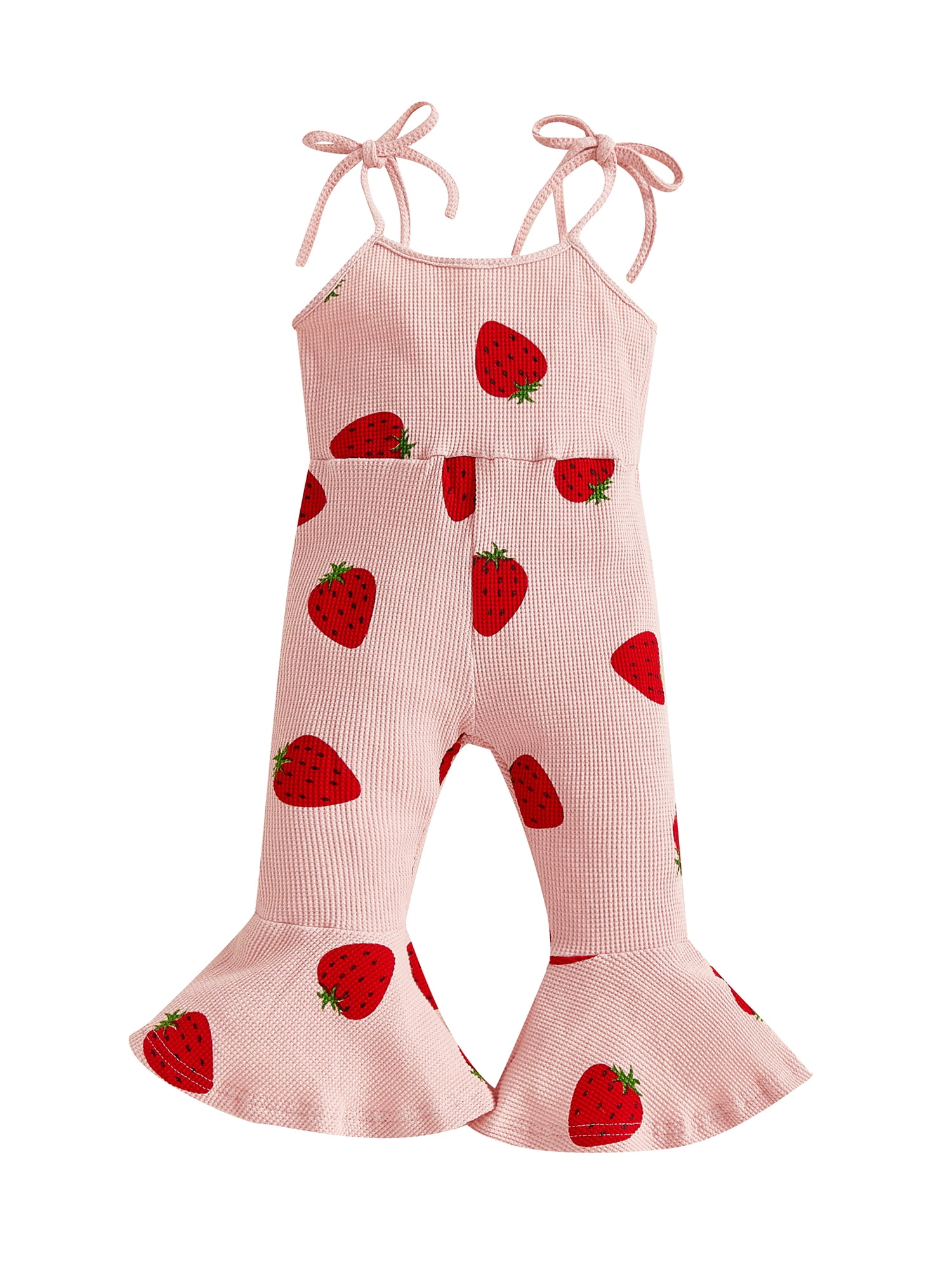 FeMereina Toddler Girl Bell Bottom Jumpsuit Strawberry Print Romper ...
