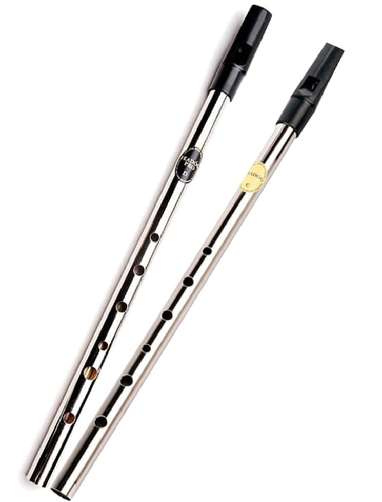 Feadog Irish Traditional Penny Flute Set, 2 Nickel Tin Whistles Key D ...