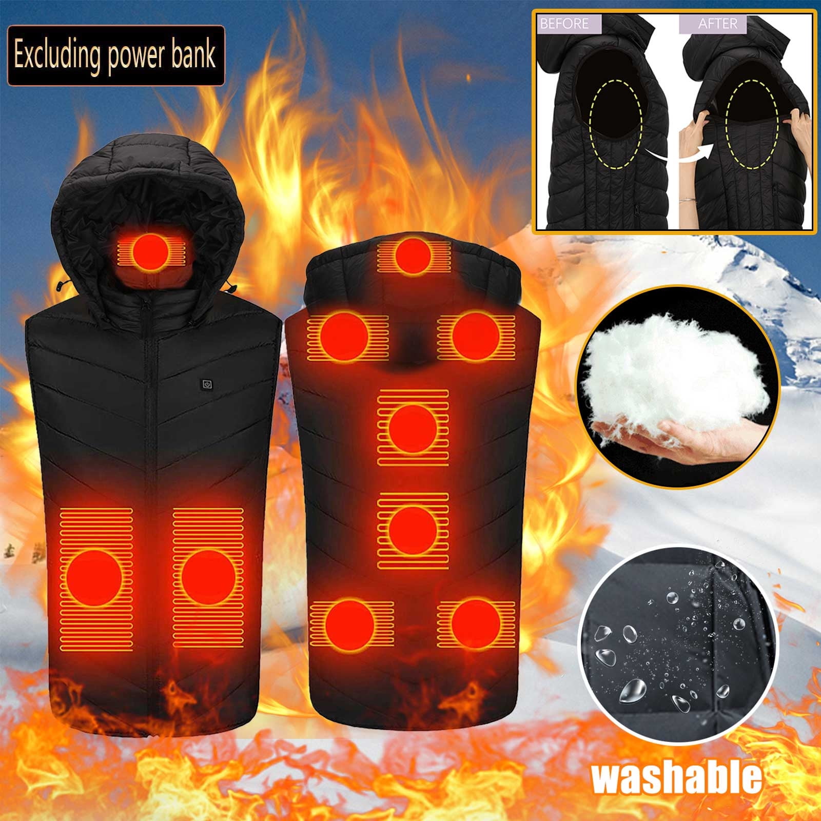 Feancey Big and Tall Mens Heated Vest Unisex Plus Size Heating Vests ...