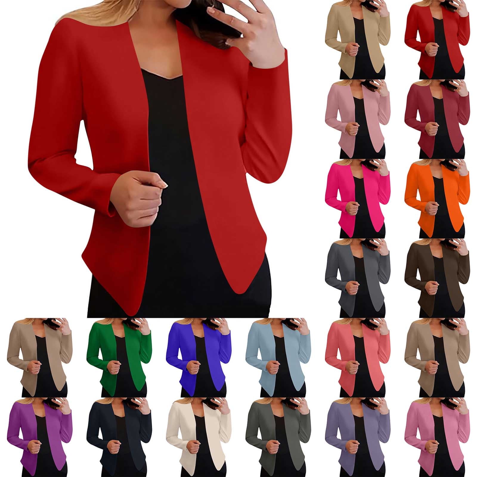 Feancey Business Blazers for Women Casual Open Front Cardigans Long ...