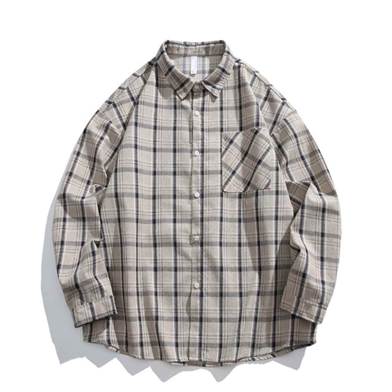 Feancey Christmas Sales Shacket Jacket for Men Plaid Long Sleeve Shirt ...