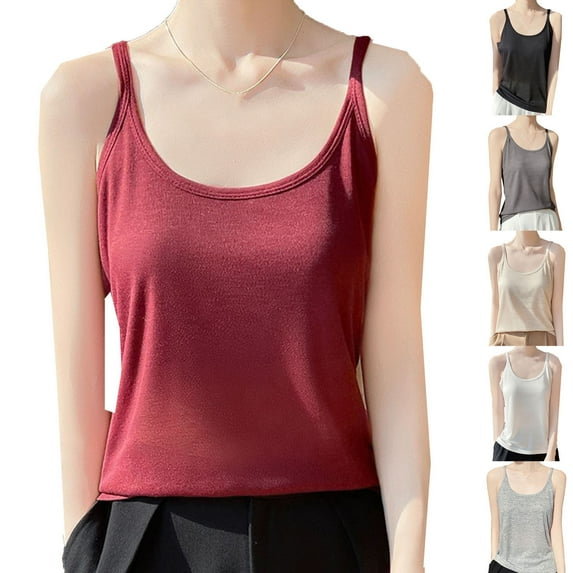 Feancey Cotton Cami Tops for Women Spaghetti Strap Sleeveless Tank Tops ...