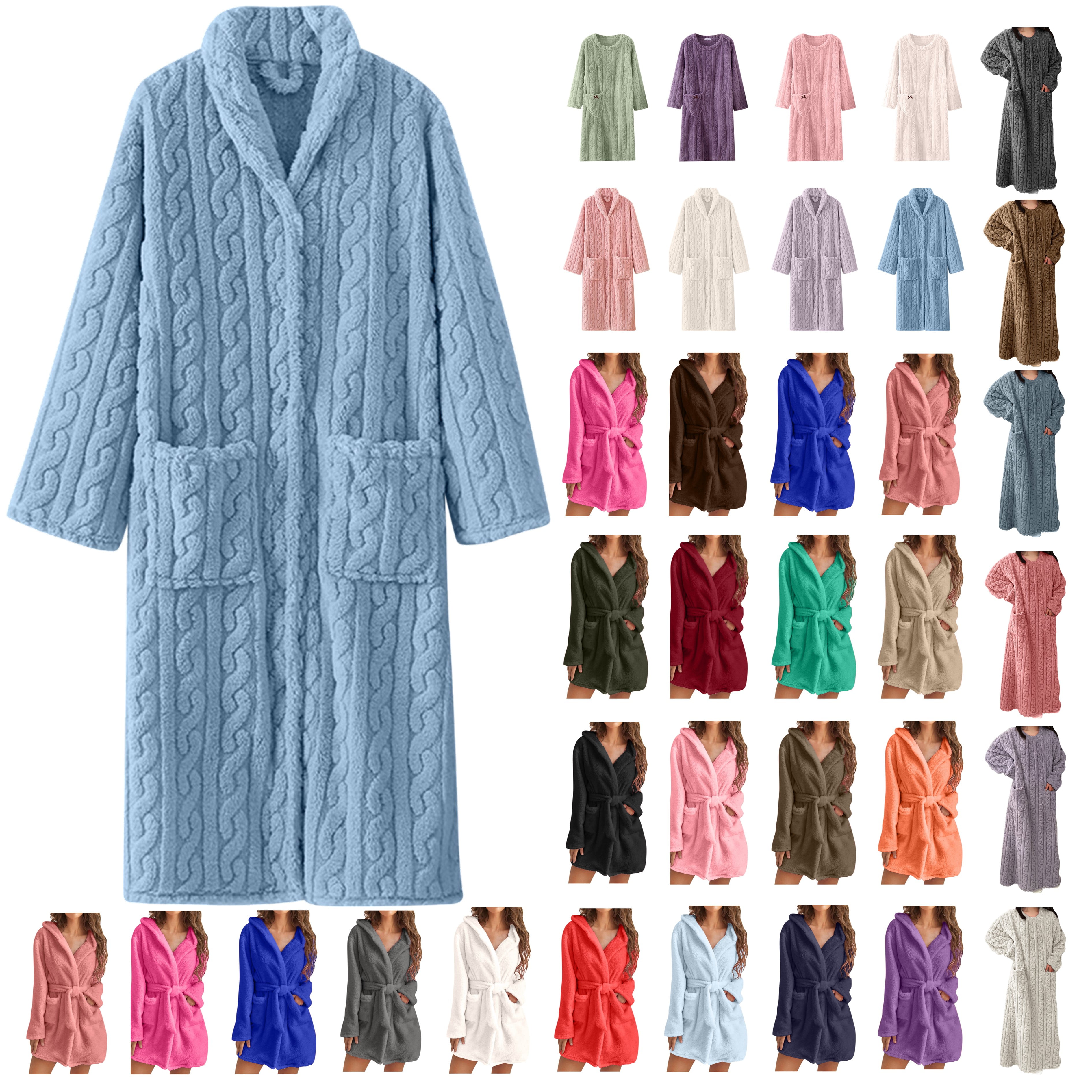 Feancey Deals of The Day Womens Soft Fleece Robe Winter Short Plush ...