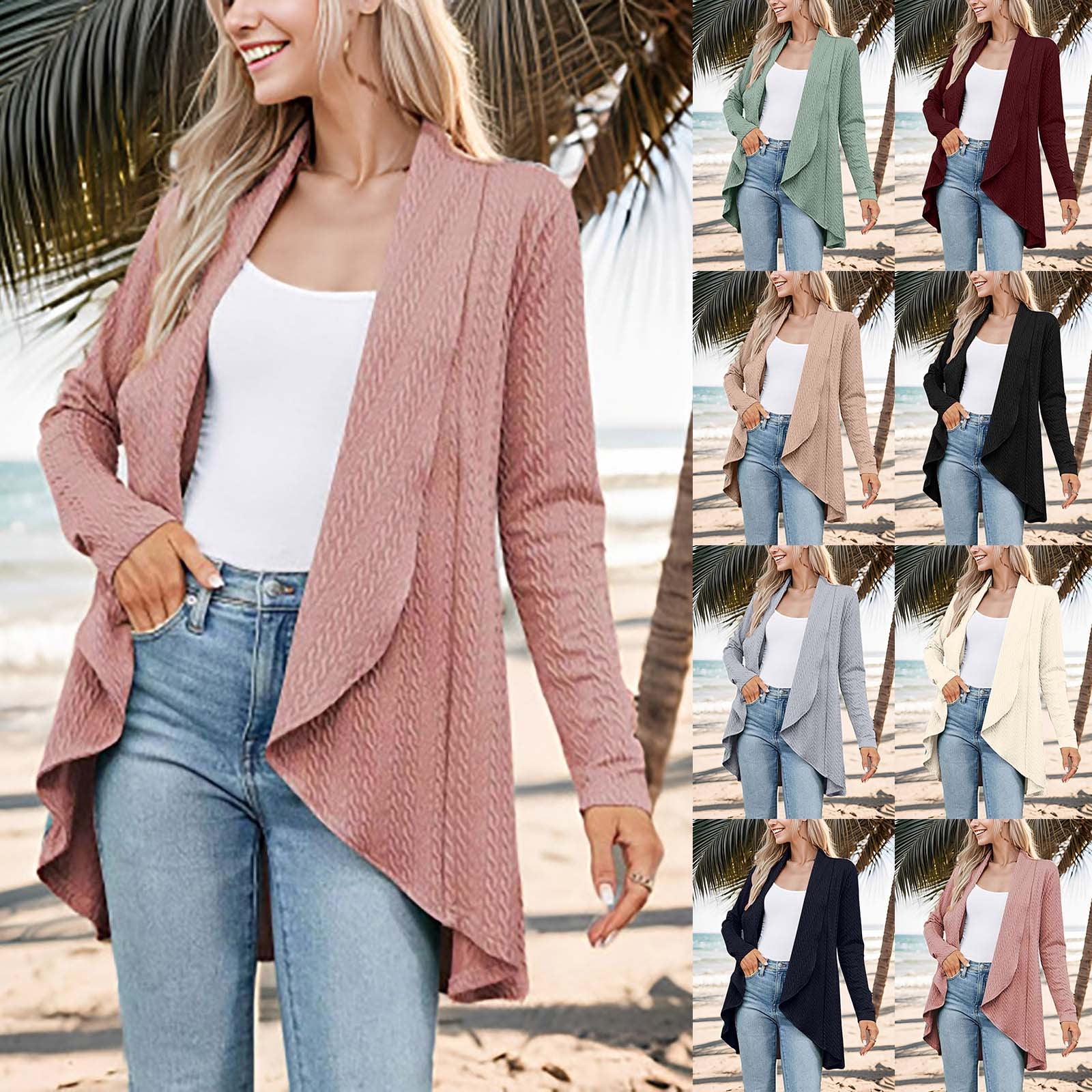 Feancey Dressy Draped Cardigans for Women Fashion Open Front Knitted ...