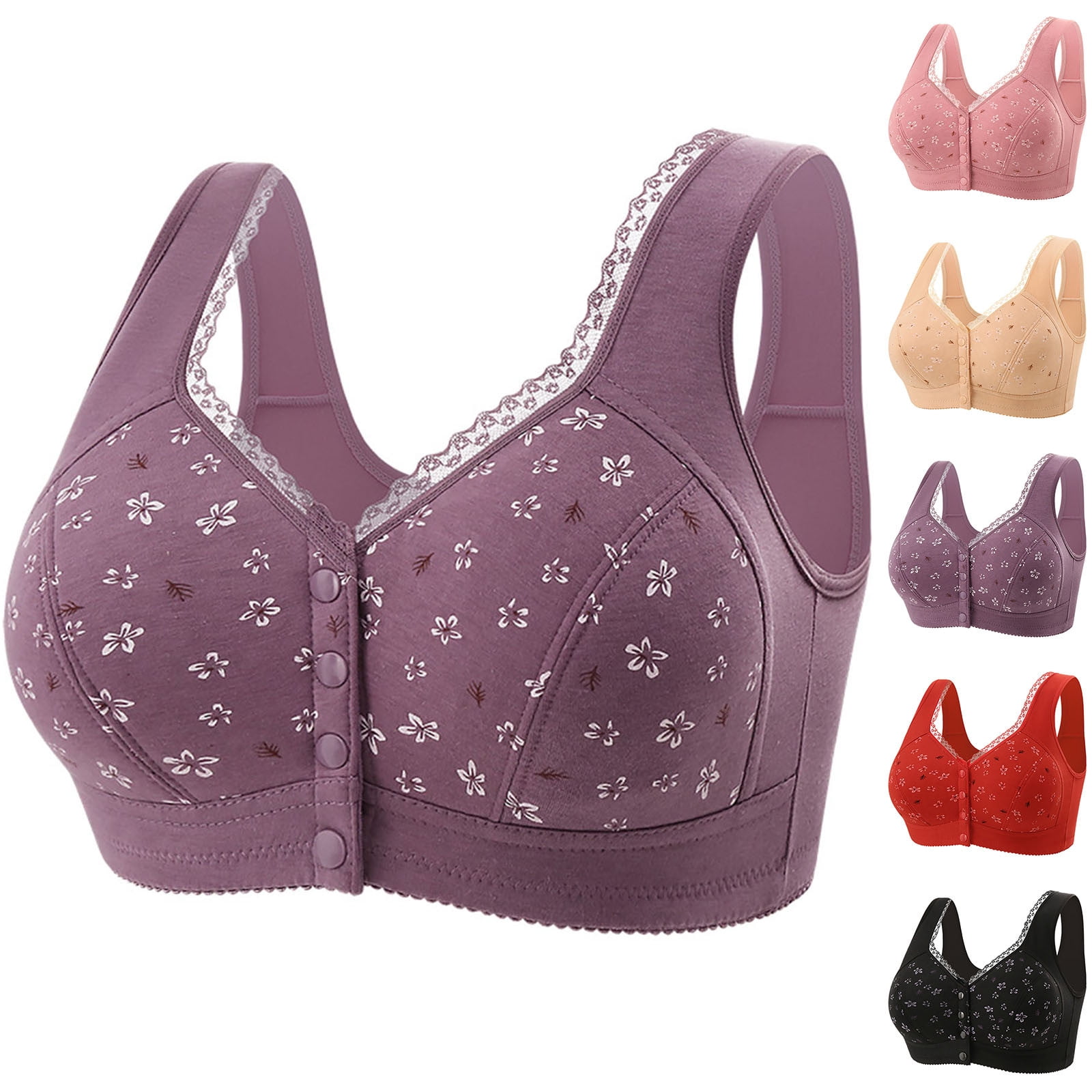 Feancey Everyday Push Up Bras for Women Front Snap Closure Wireless ...